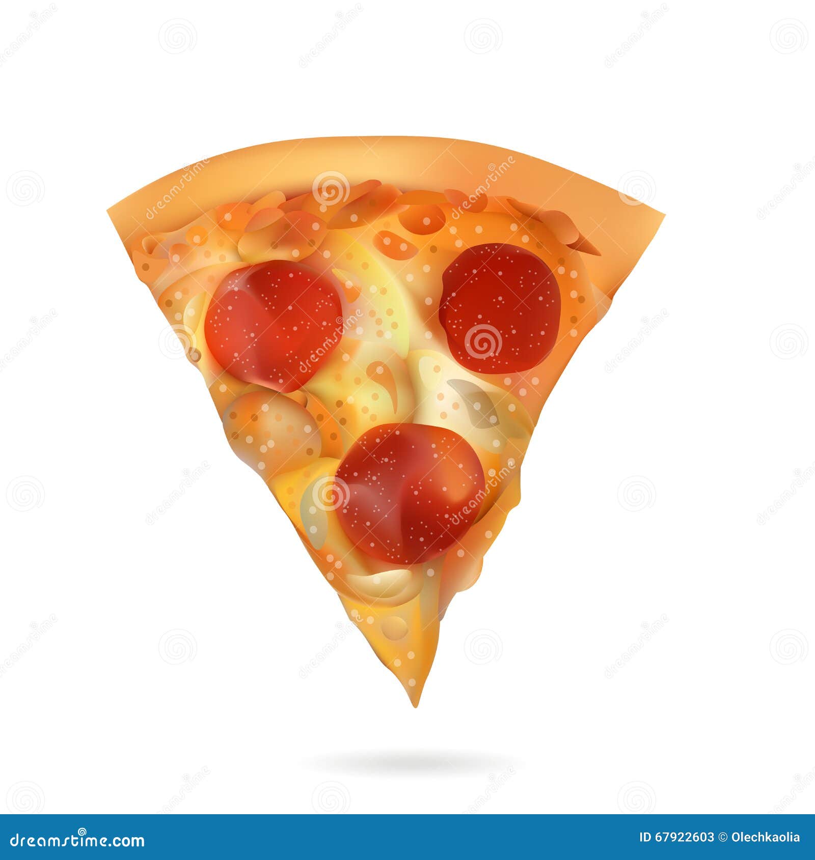 Vector Realistic Pizza Slice Illustration . Isolated on White ...
