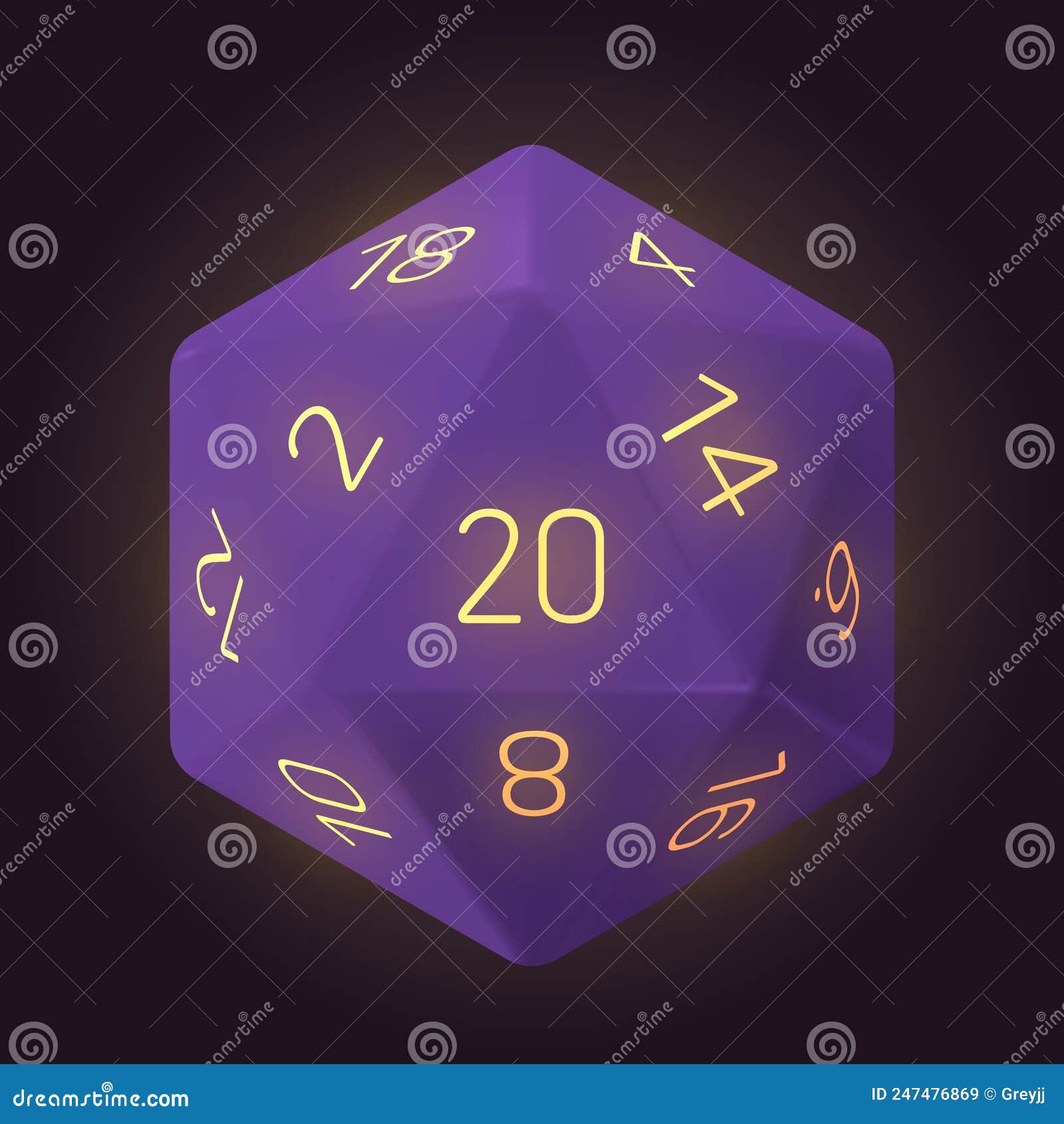 Vector Realistic Purple D20 Die for Board Game Stock Vector ...