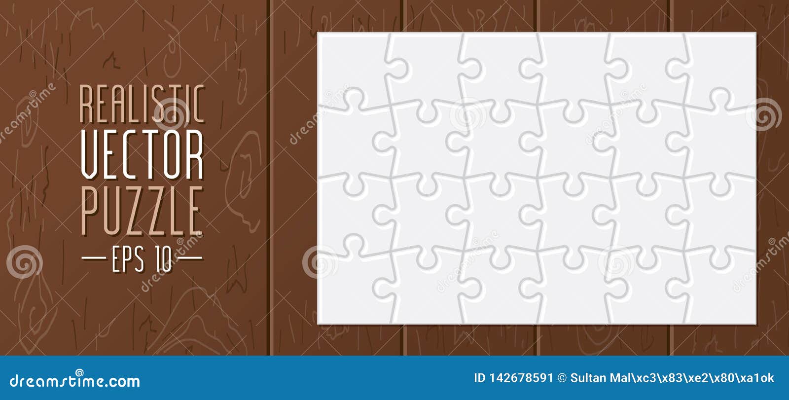 Realistic Vector Puzzle and Wooden Background. Stock Vector ...