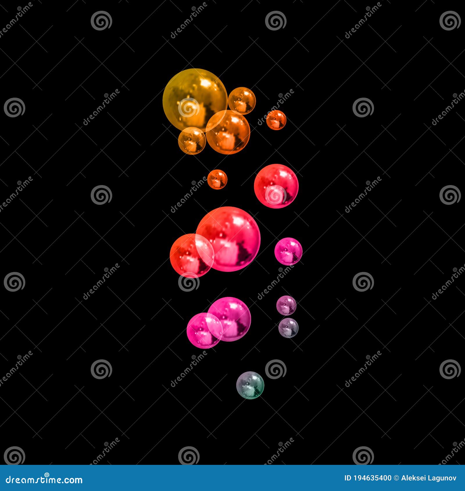 Vector Realistic Rainbow Neon Bubbles Isoalted on Black Background ...