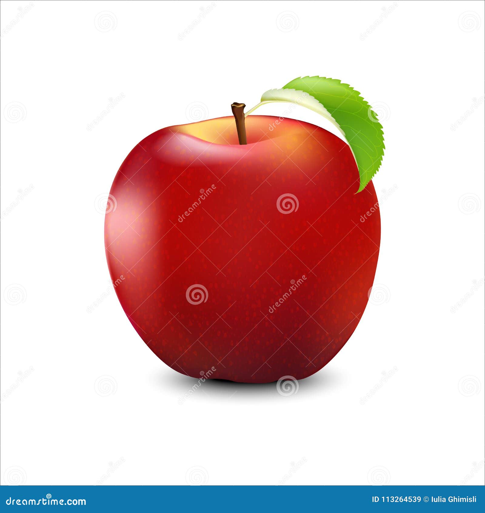 Vector Realistic Red Apple. Detailed 3d Illustration Isolated on Stock ...