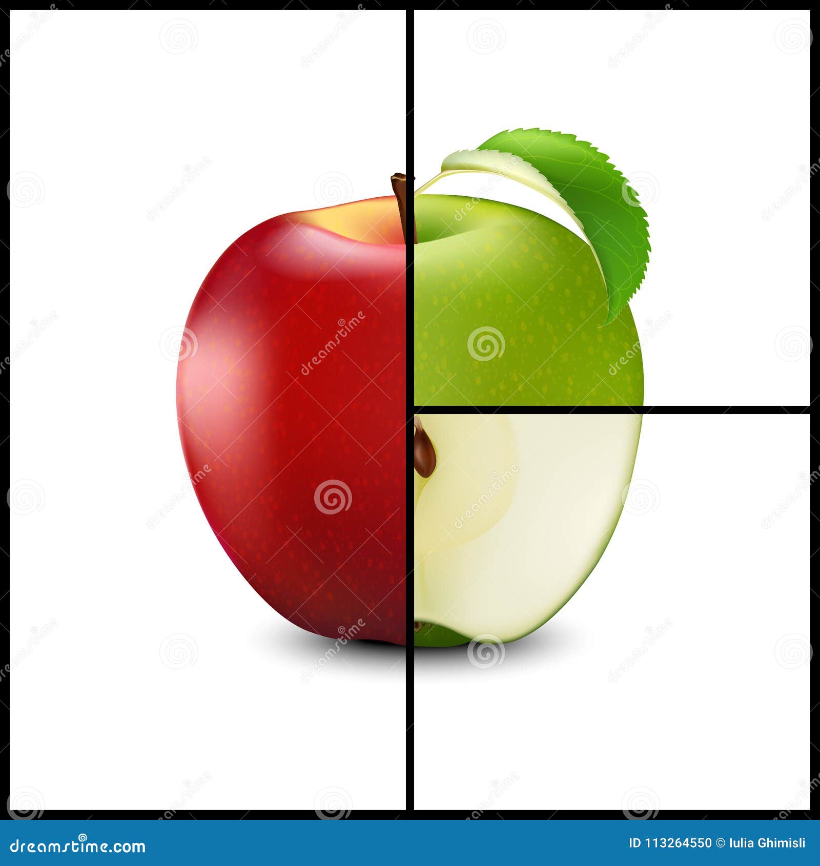 Vector Realistic Red And Green Apple Mosaic Compilation Divided ...