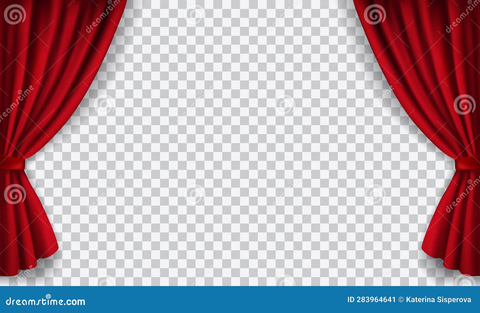 Red Open Curtains Isolated On A White Background. Luxury Scarlet Red ...
