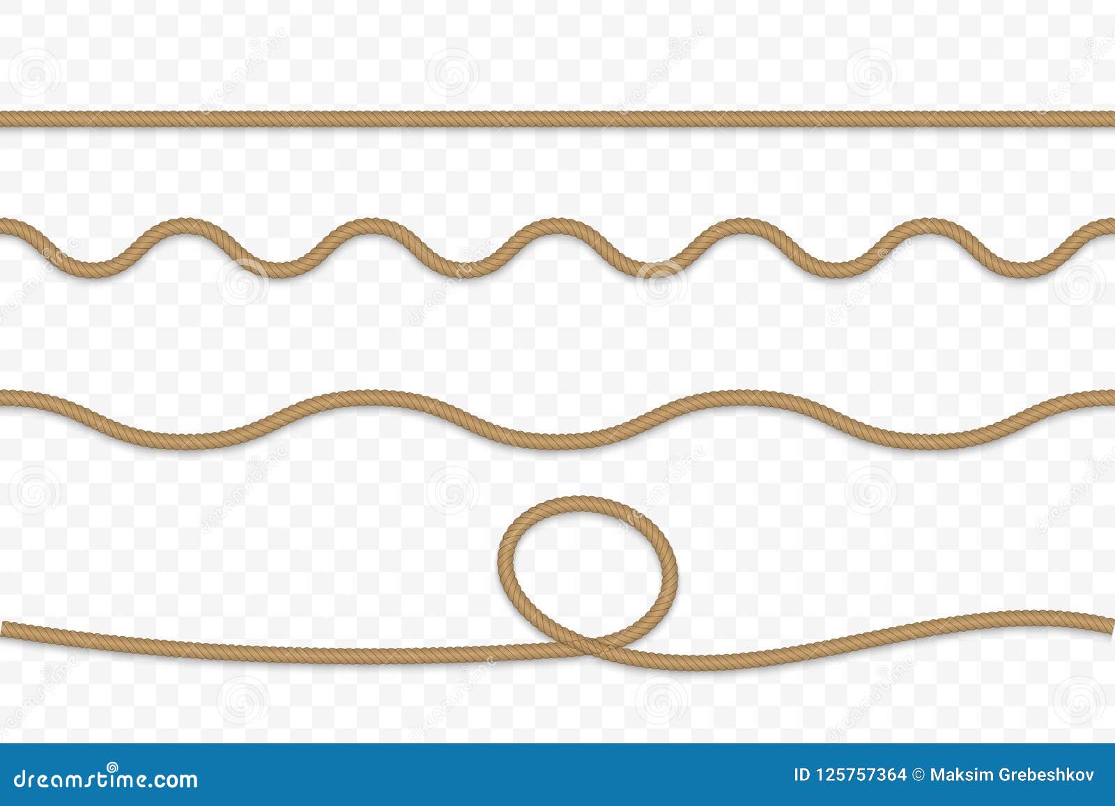 Realistic Rope Vector. Different Thickness Rope Set Isolated On White ...