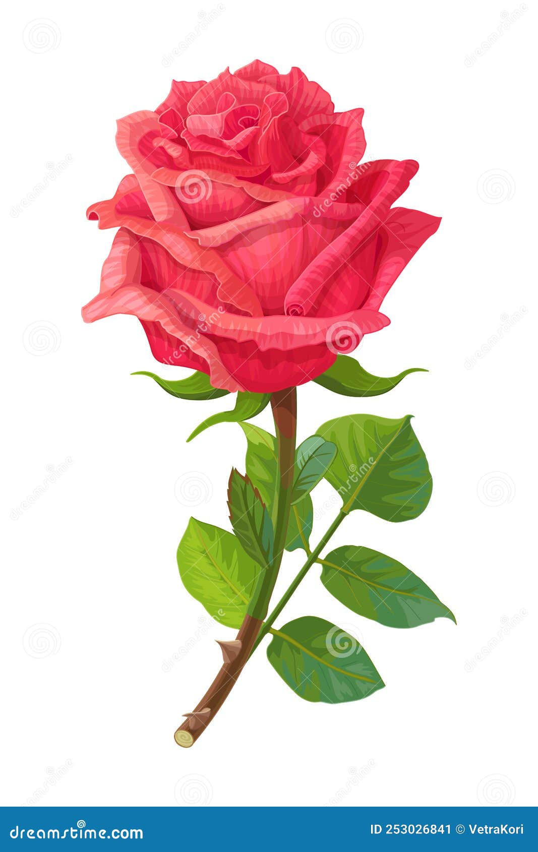 Vector Realistic Rose Flower Art Stock Illustration - Illustration of ...
