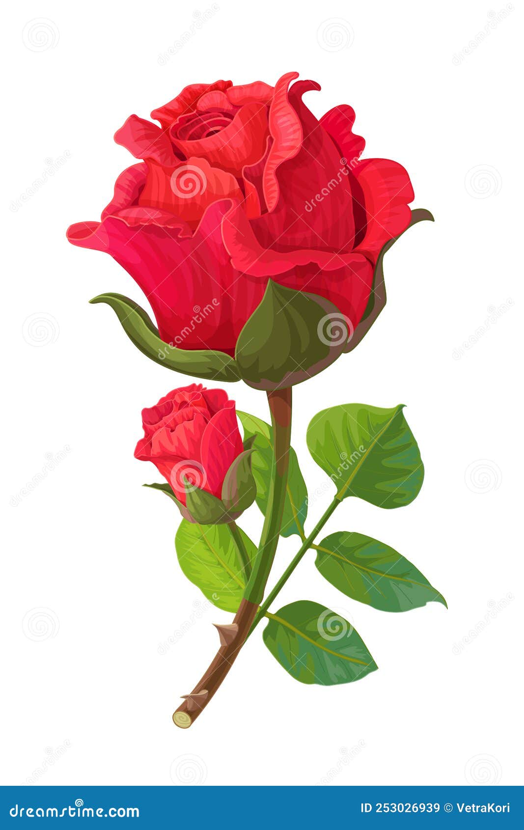 Vector Realistic Rose Flower Art Stock Illustration - Illustration of ...
