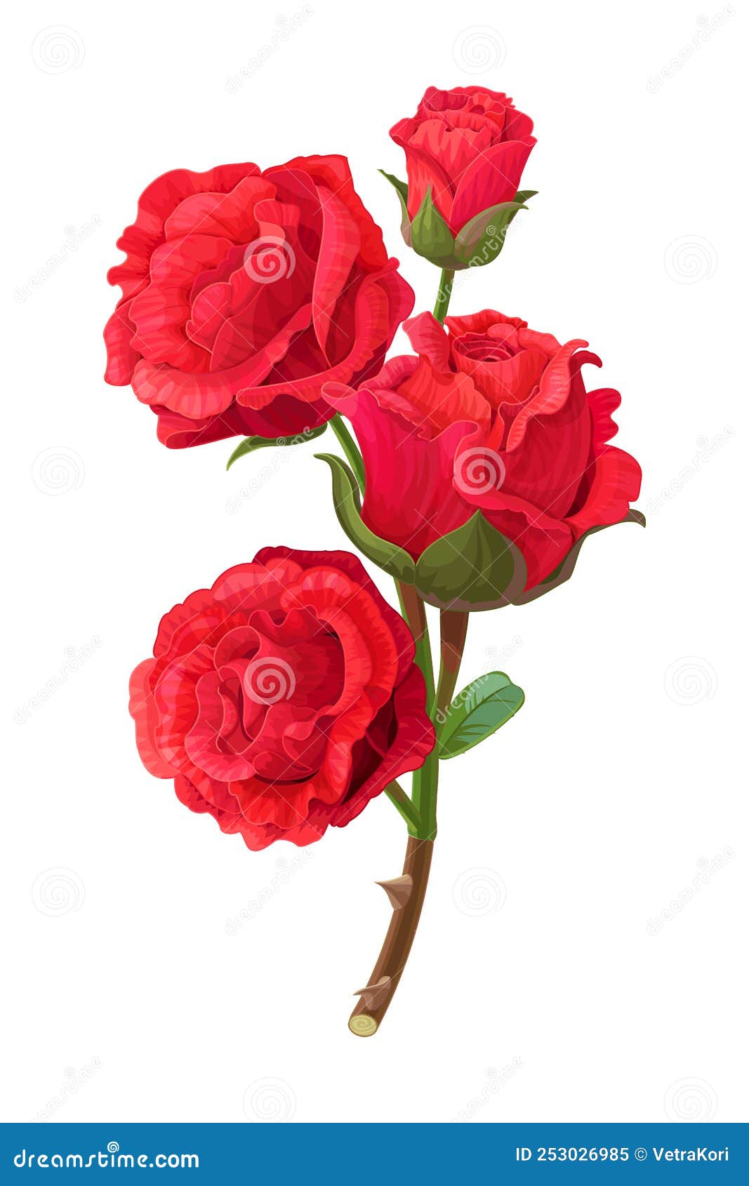 Vector Realistic Rose Flower Art Stock Vector - Illustration of ...