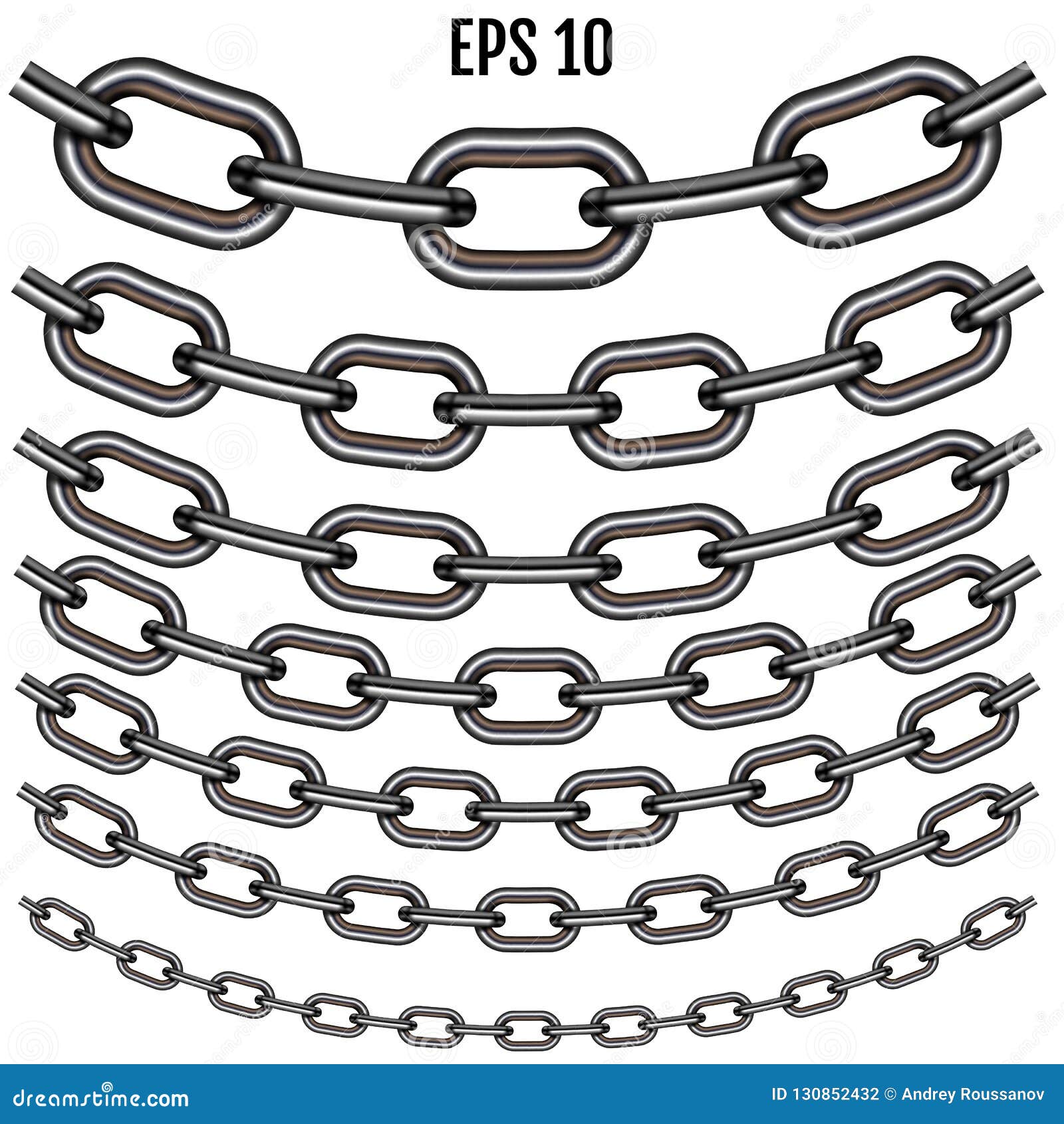 Vector Realistic Sagging Steel Chain Set. Set with Shadow Isolated on ...