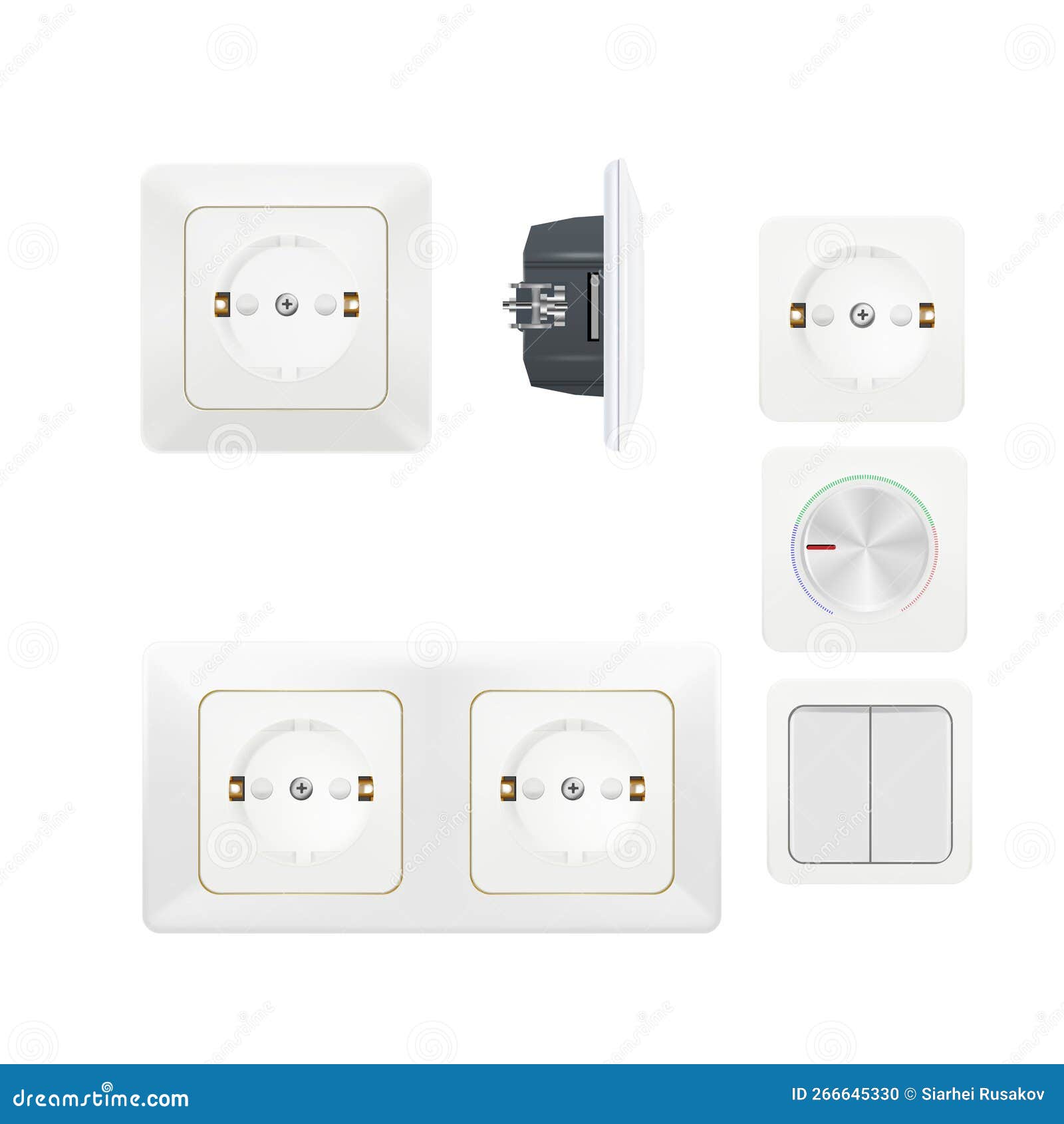 Vector Realistic Set of Electrical Sockets in White. Stock Vector ...