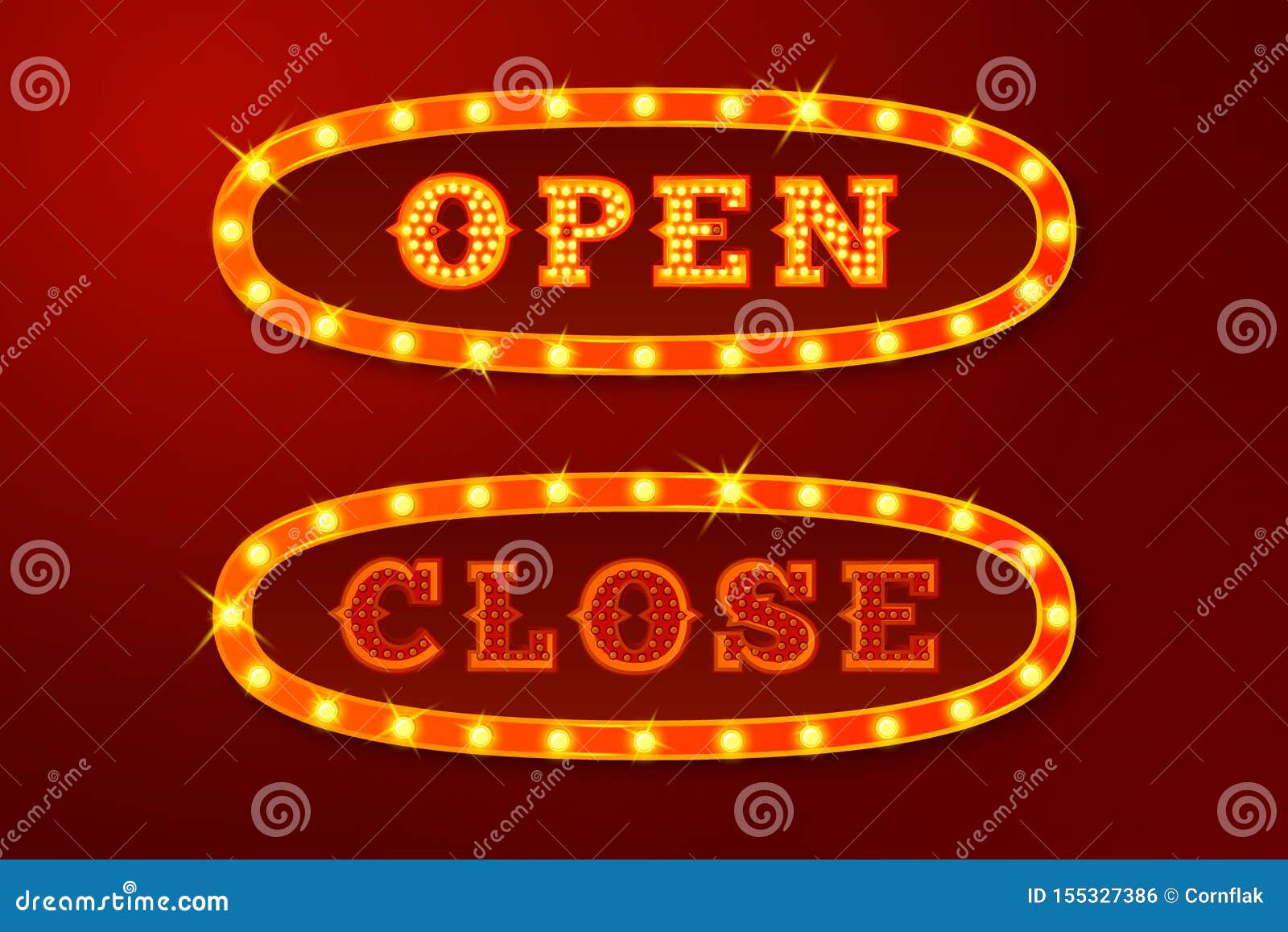 Vector Realistic Glowing Open and Close Signs Stock Vector ...
