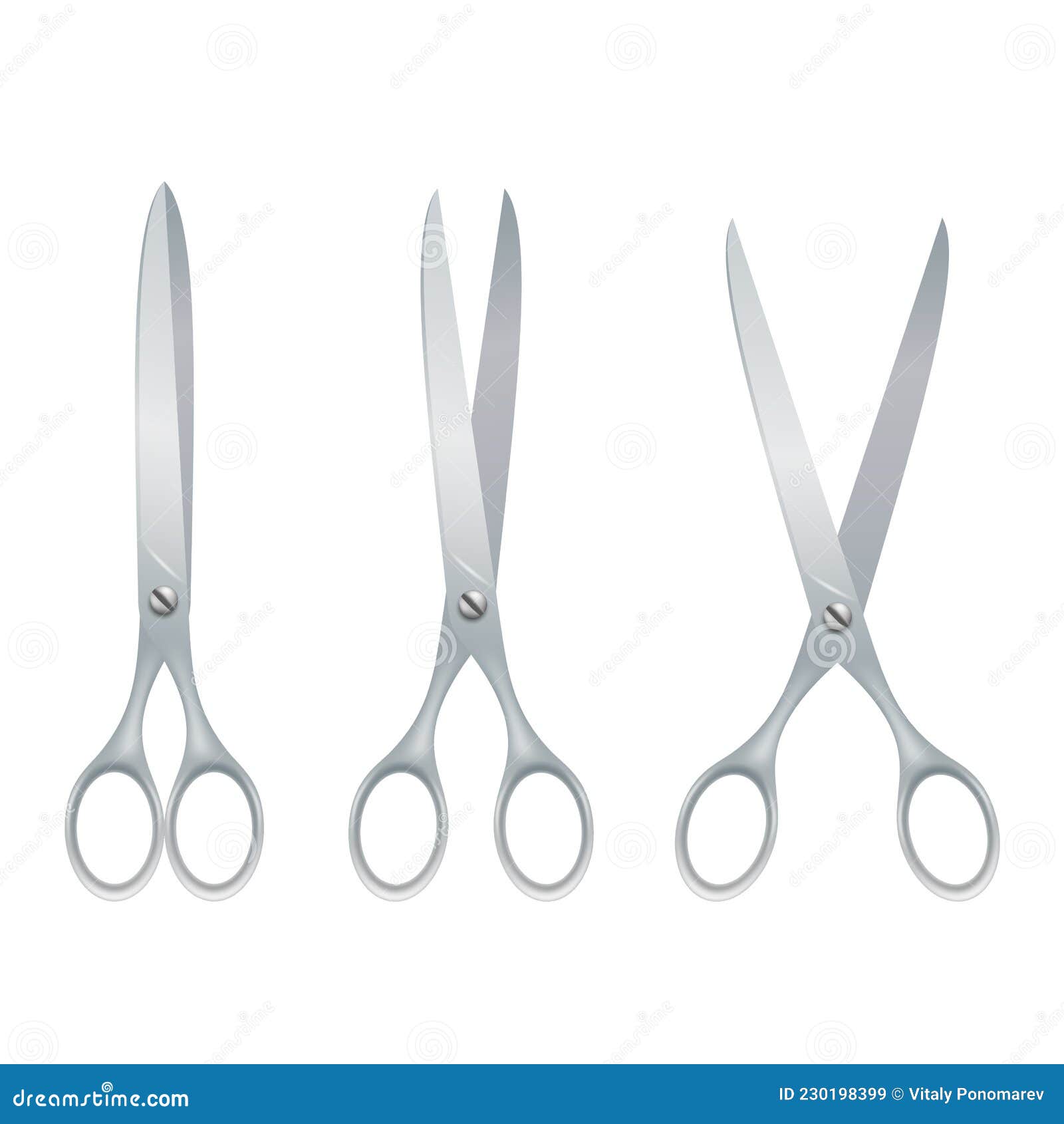 Vector Realistic Set Of Steel Scissors On An Isolated White Background ...