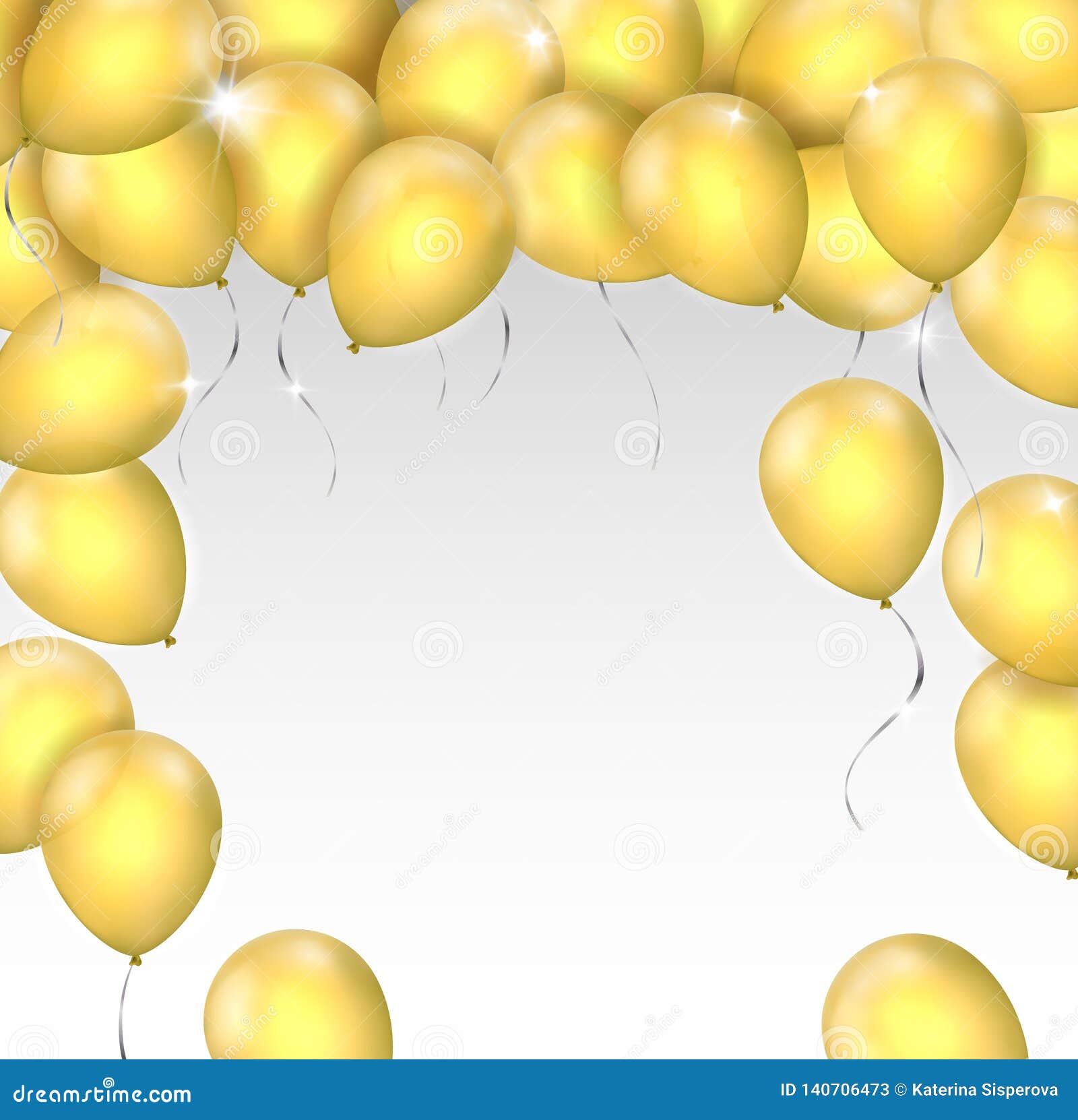 Vector Realistic Shiny Gold Balloons Frame with Space for Your Text ...