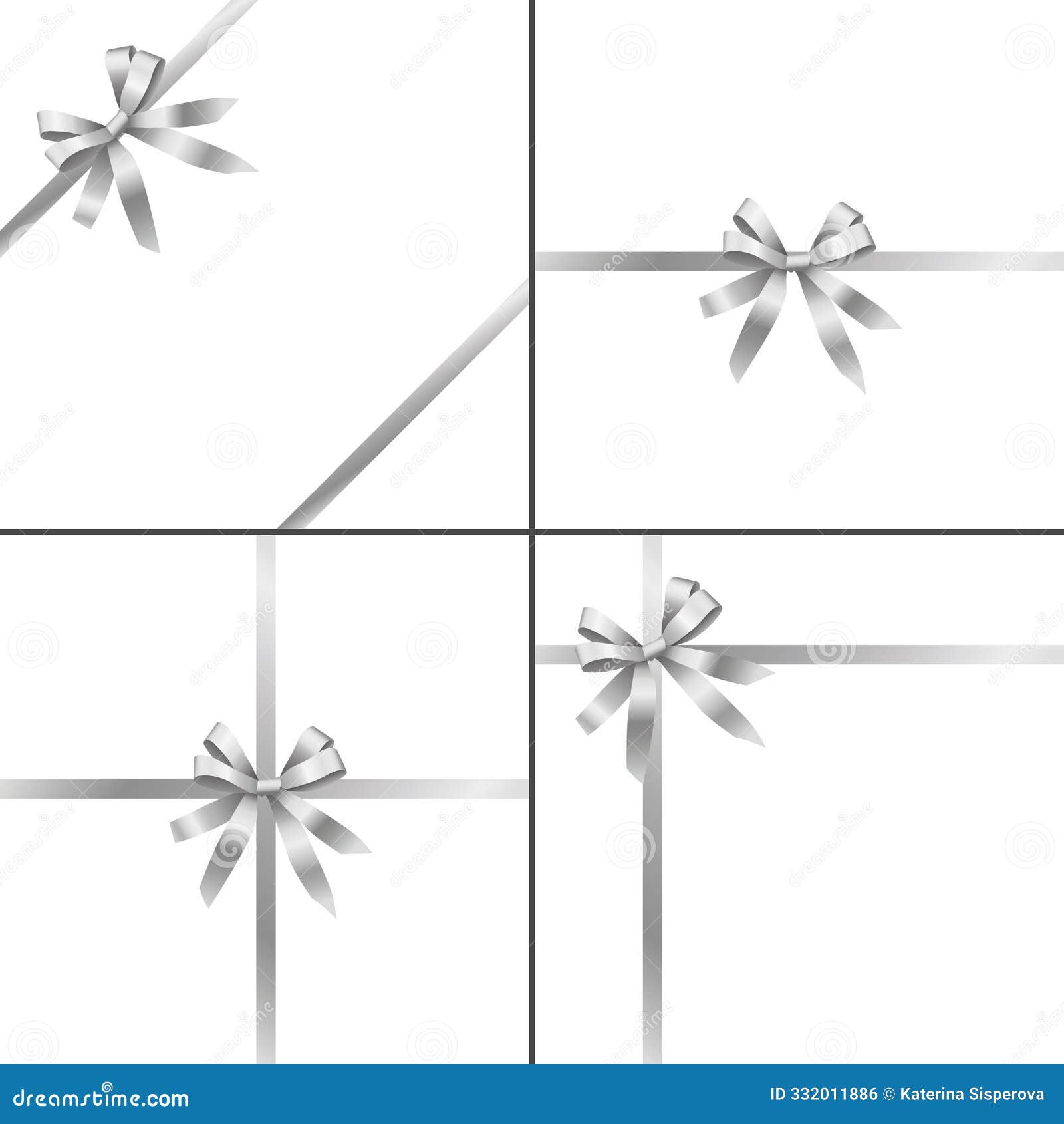 Vector Realistic Shiny Silver Ribbon with Bow Design Collection- Gift ...
