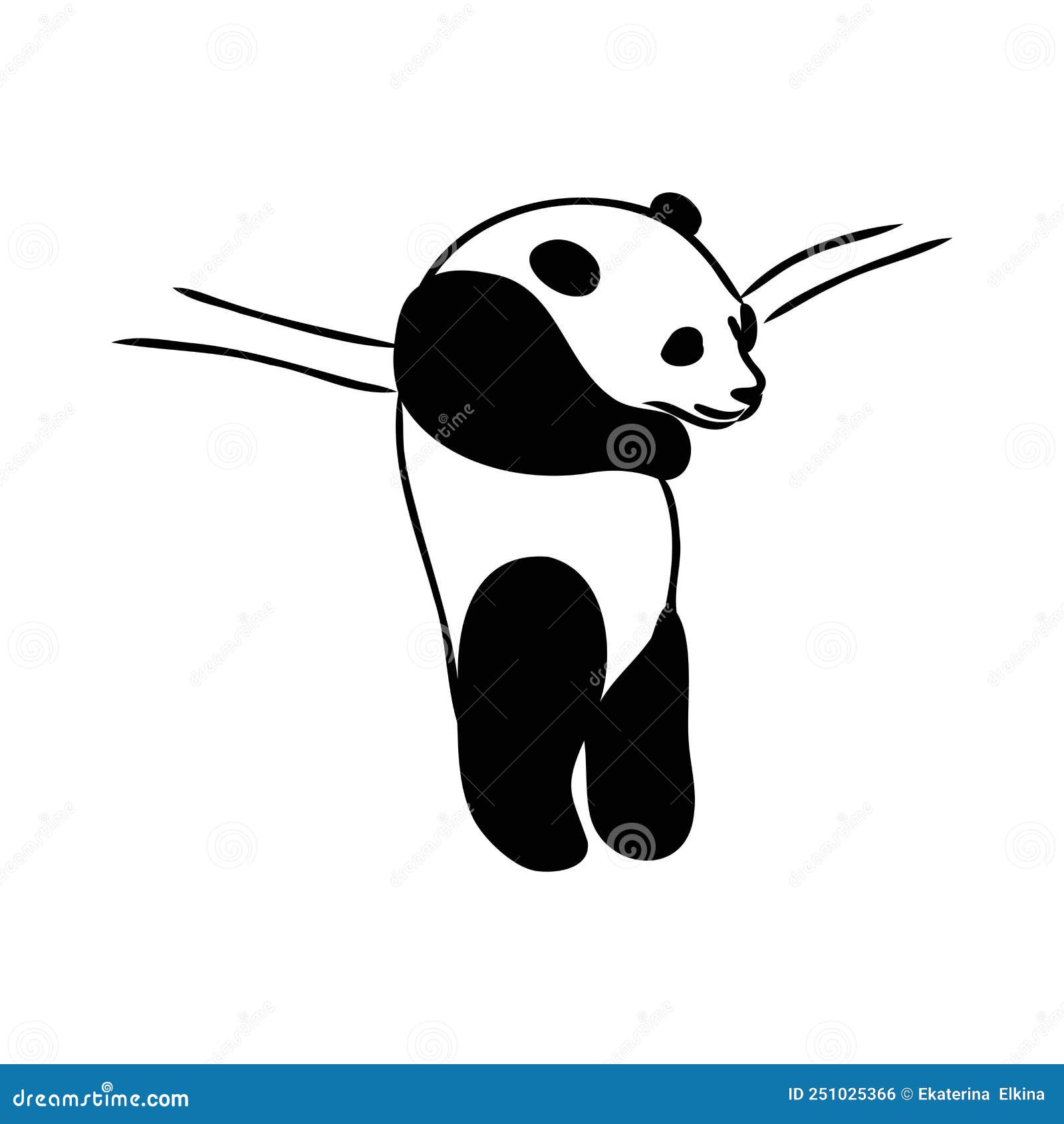 Vector Realistic Sketch of Panda Figure in Full-length, Hand Drawn ...