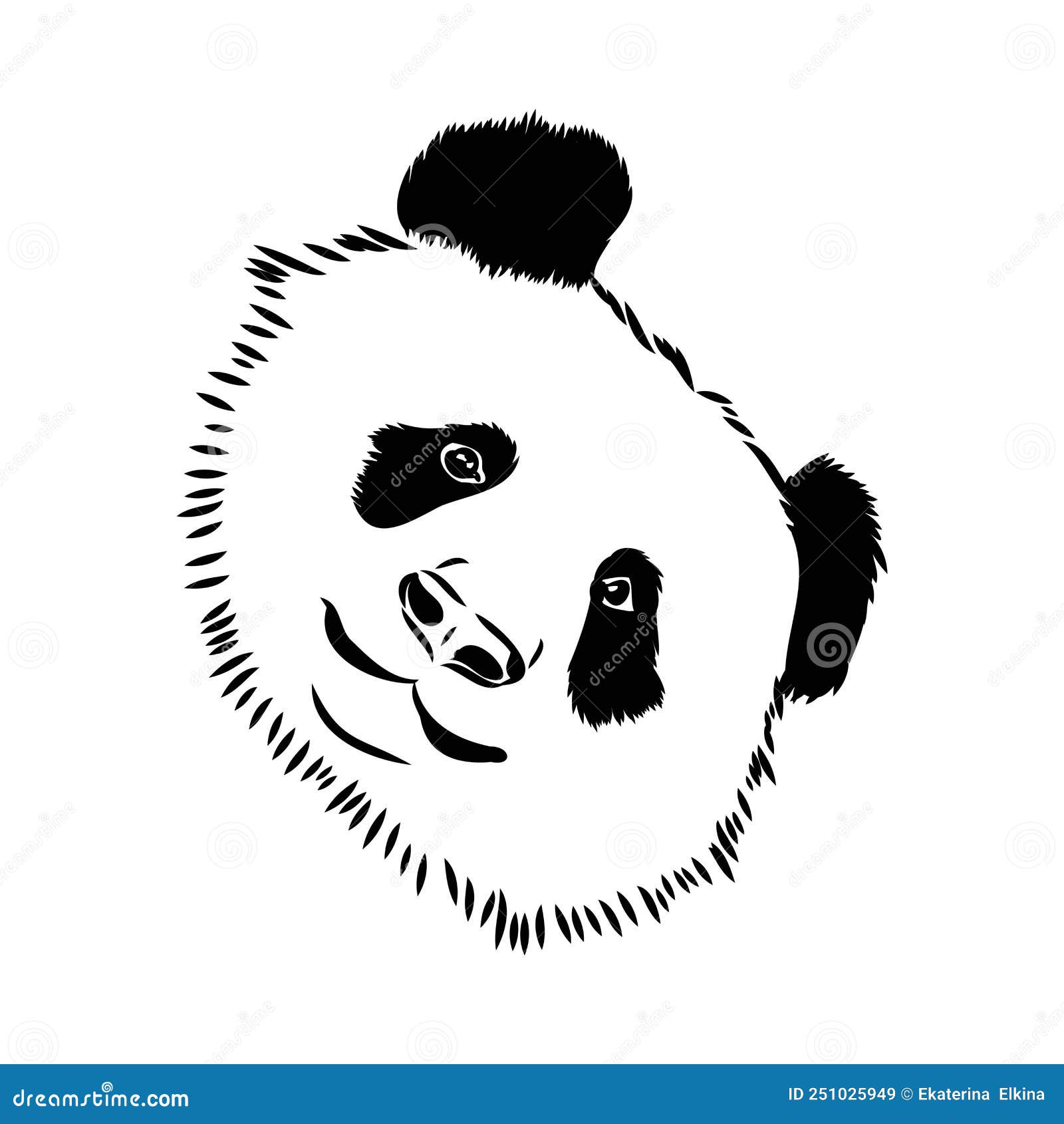 Vector Realistic Sketch of Panda Figure in Full-length, Hand Drawn ...