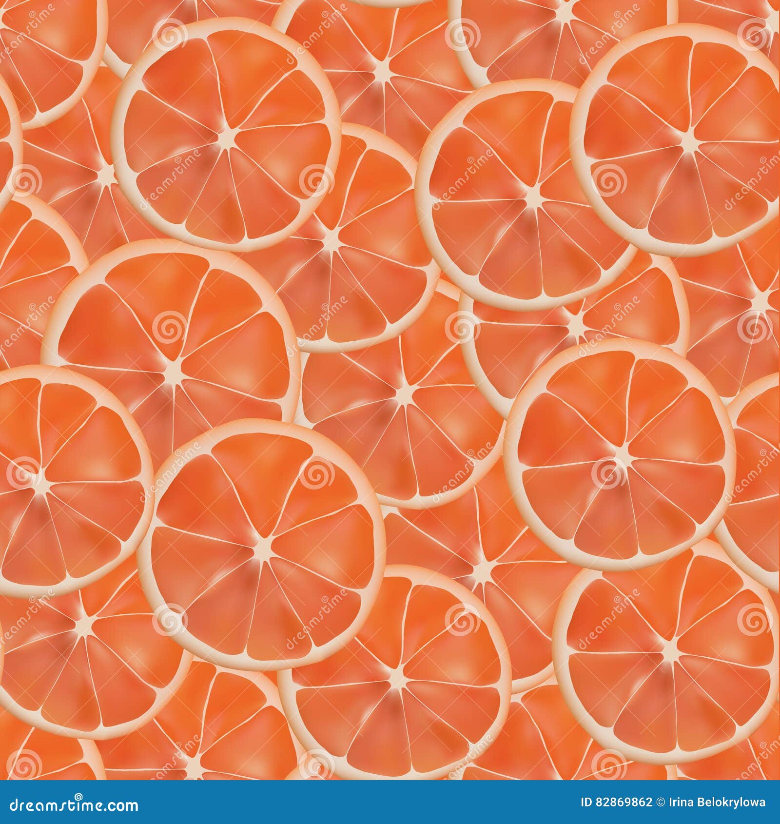 Vector Realistic Sliced Grapefruit Seamless Pattern Stock Vector ...