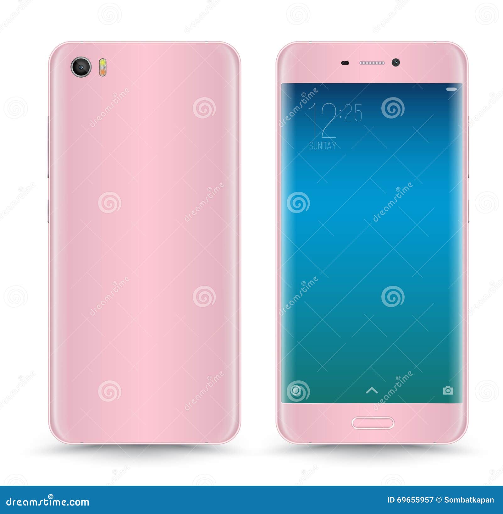 Vector Realistic Smartphone Pink . Stock Vector - Illustration of phone ...
