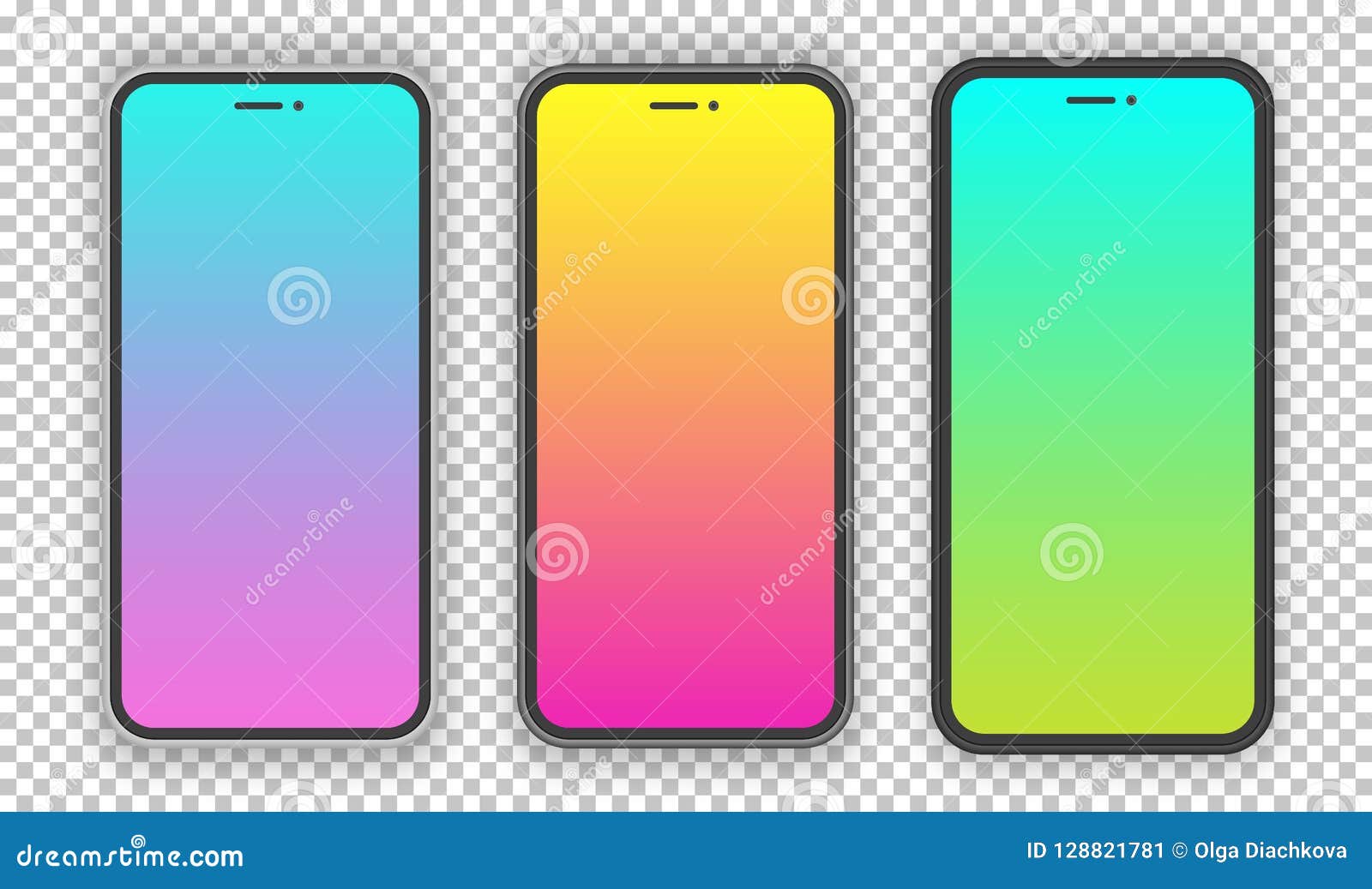 Vector Realistic Smartphone Template Set Stock Vector - Illustration of ...