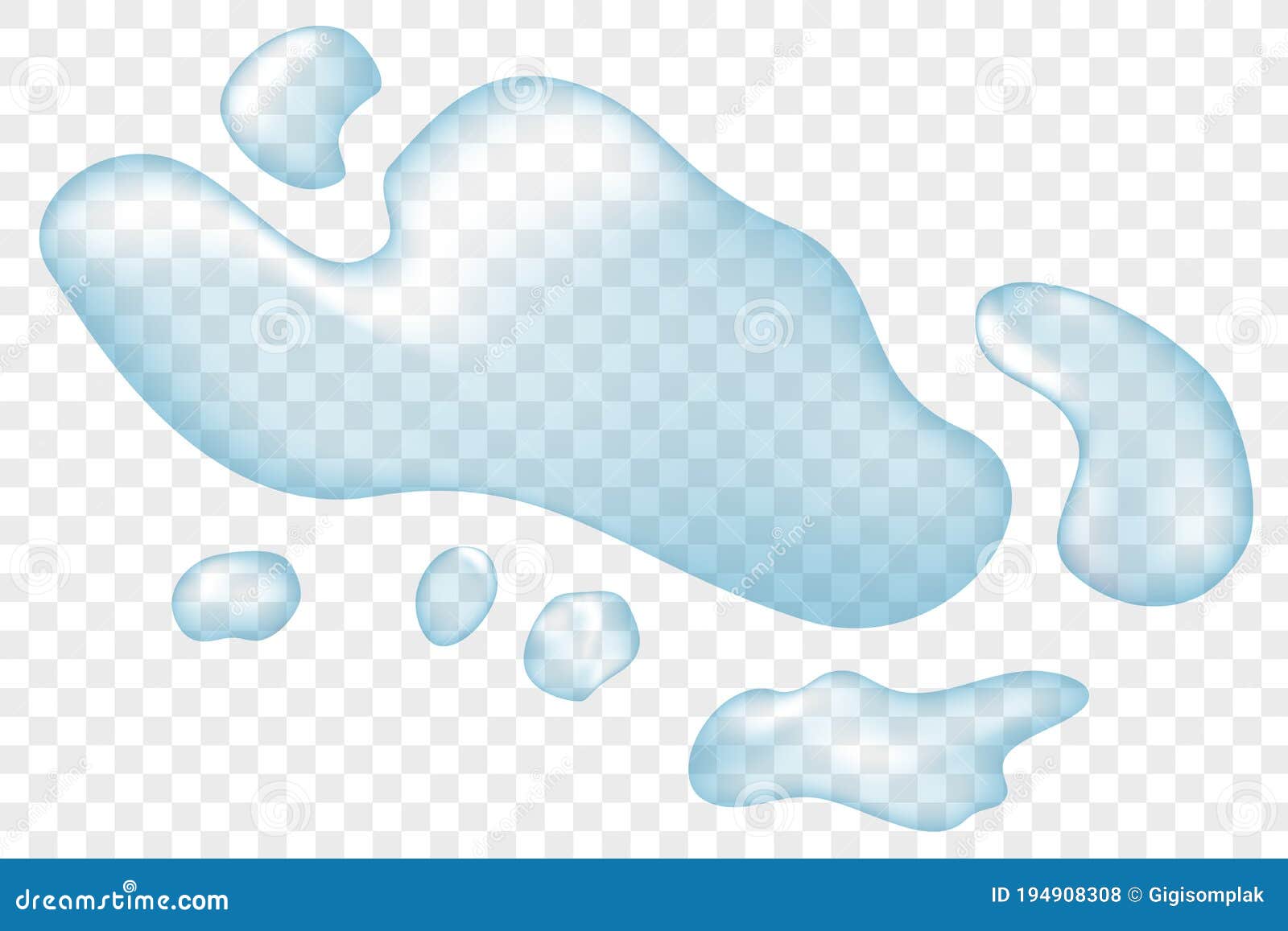 Vector Realistic Spill Blue Pure Water, At Transparent Effect ...
