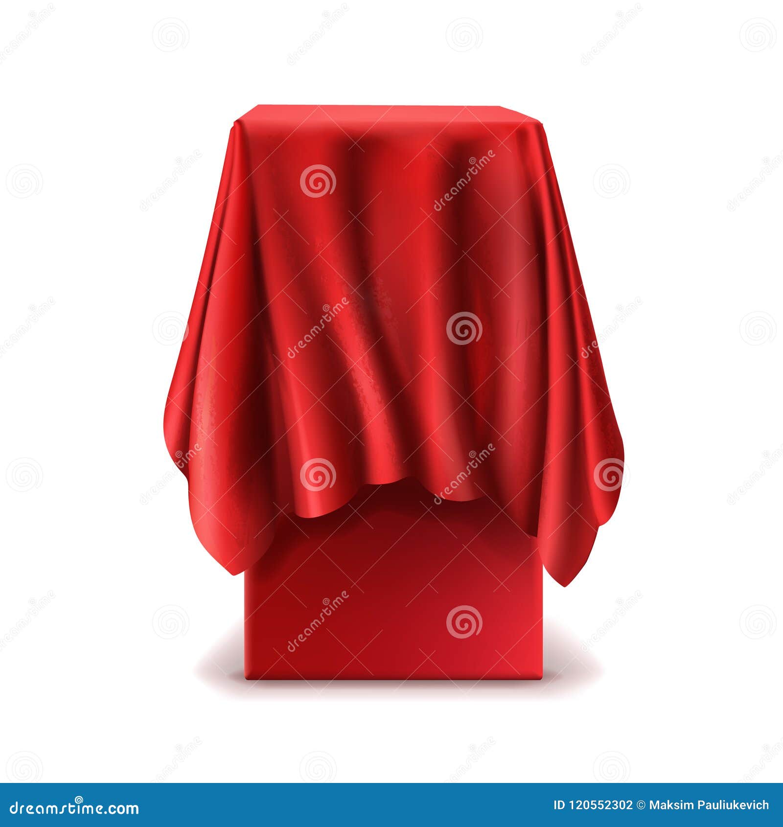 Realistic Box Covered With Red Silk Cloth. Isolated On White Background ...