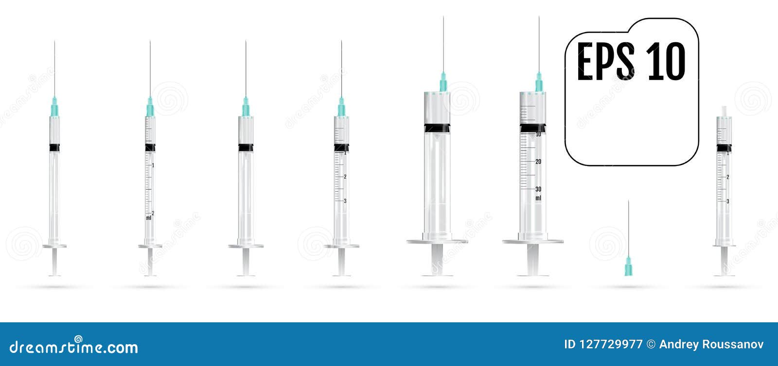 Vector Realistic Syringe With Needle, Isolated On White | CartoonDealer ...