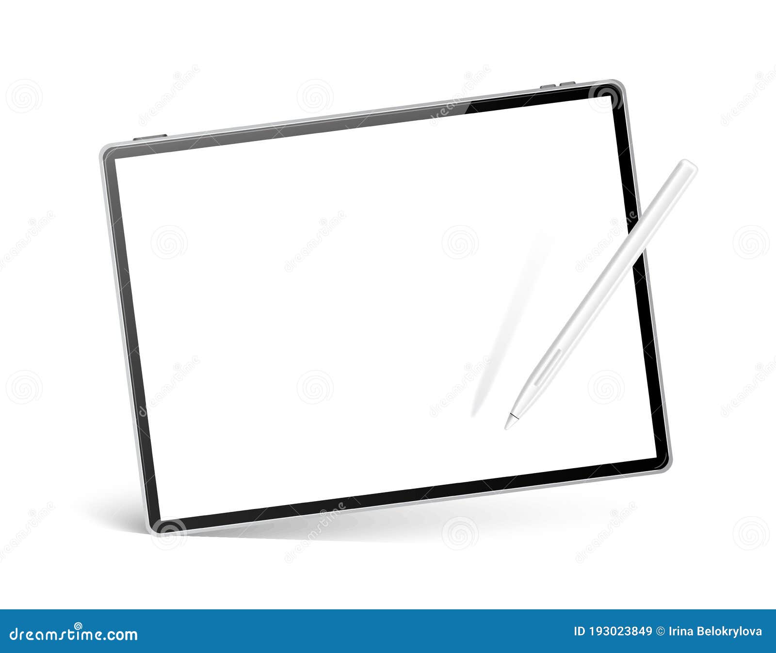 Vector Realistic Tablet with Stylus Pen Mockup Stock Vector ...
