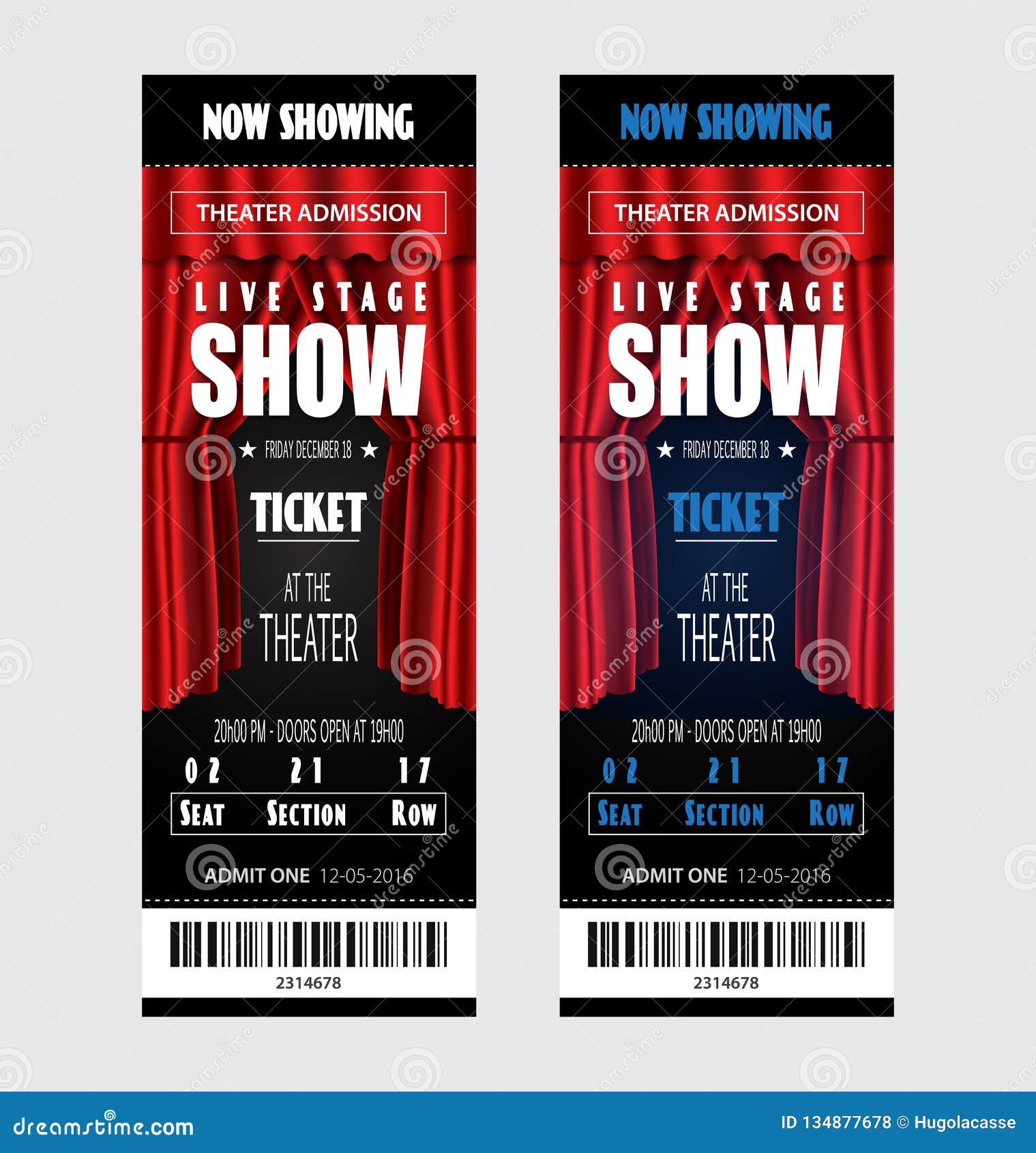 Vector Realistic Ticket Show Theater Stock Vector - Illustration of ...