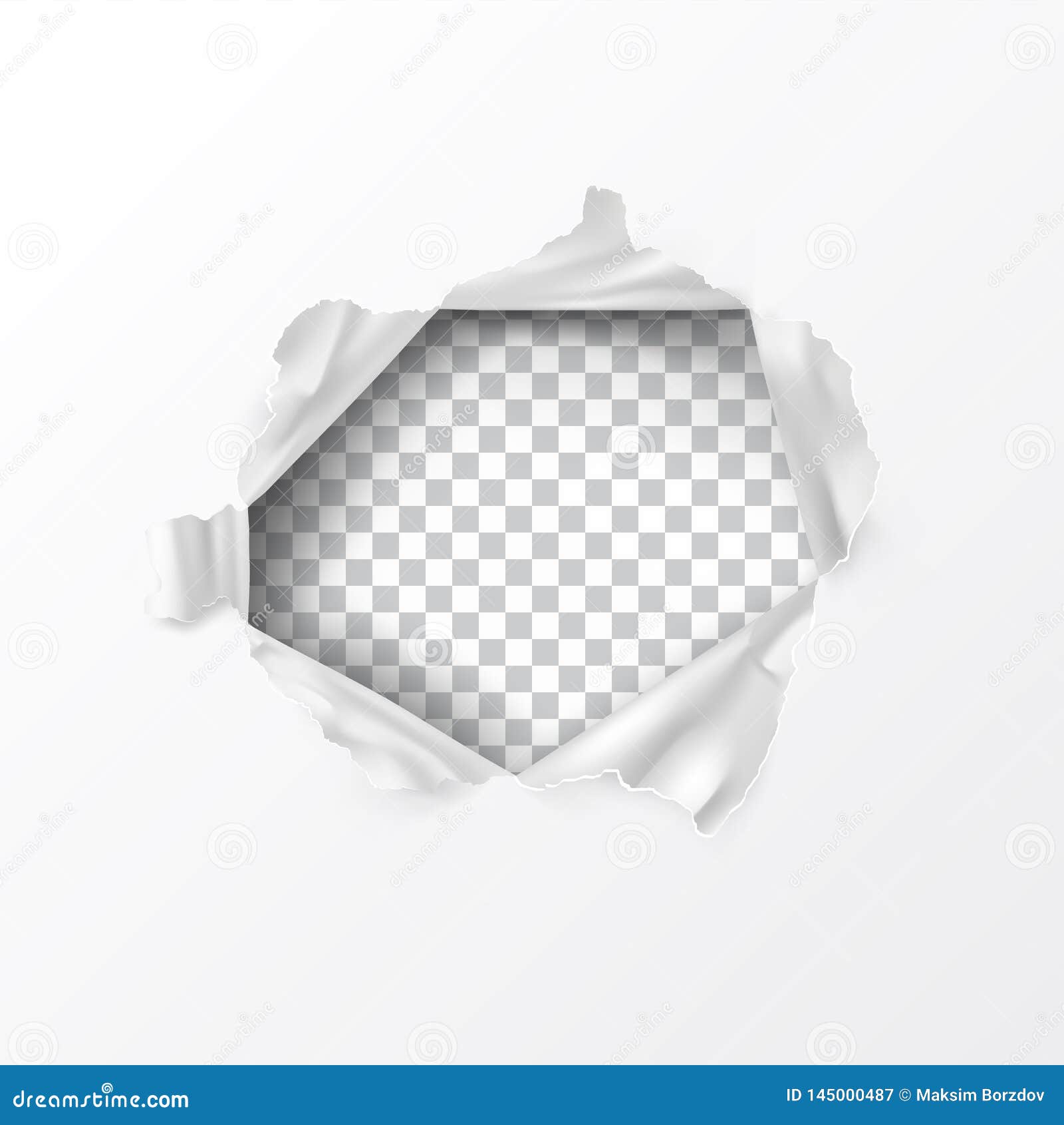 Vector Realistic Torn Hole in Paper on Transparent Background. Stock ...