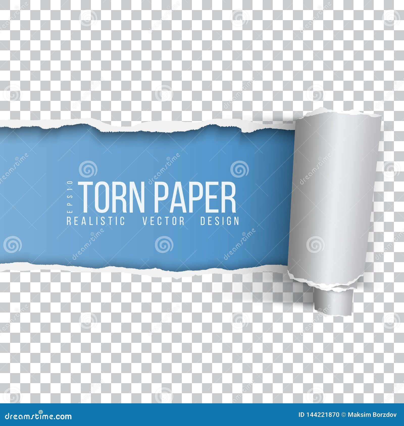 Realistic Torn Paper with Rolled Edge Stock Vector - Illustration of ...