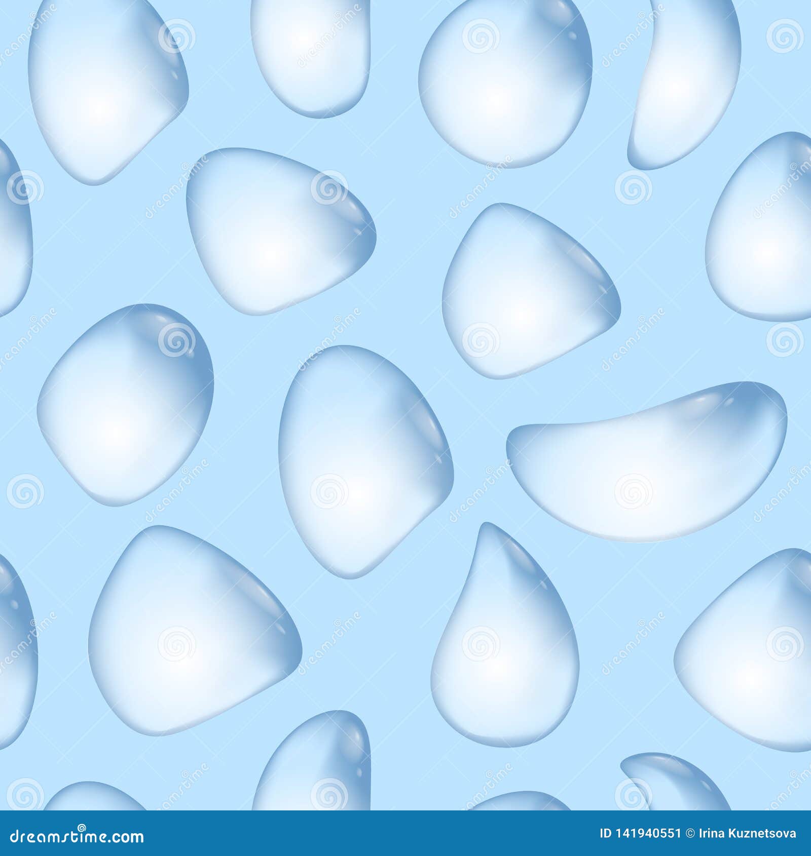 Vector. Realistic Water Drops Seamless Pattern on Blue Background ...