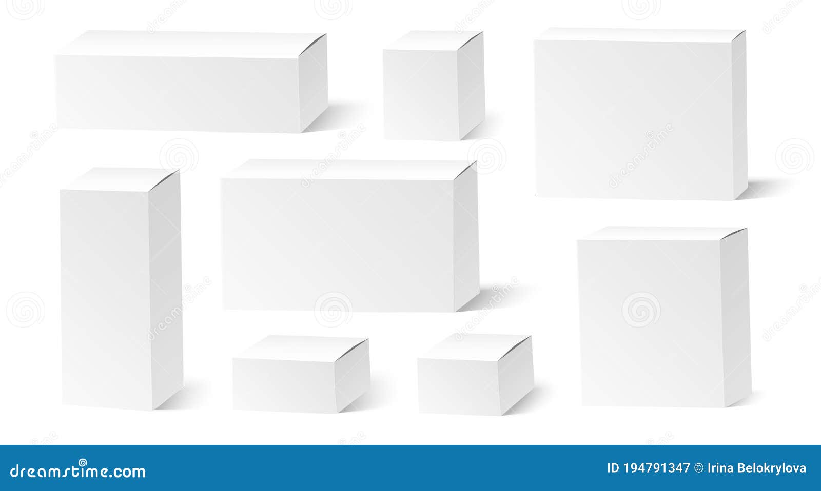 Vector Realistic White Blank Boxes Mockup Set Stock Vector ...
