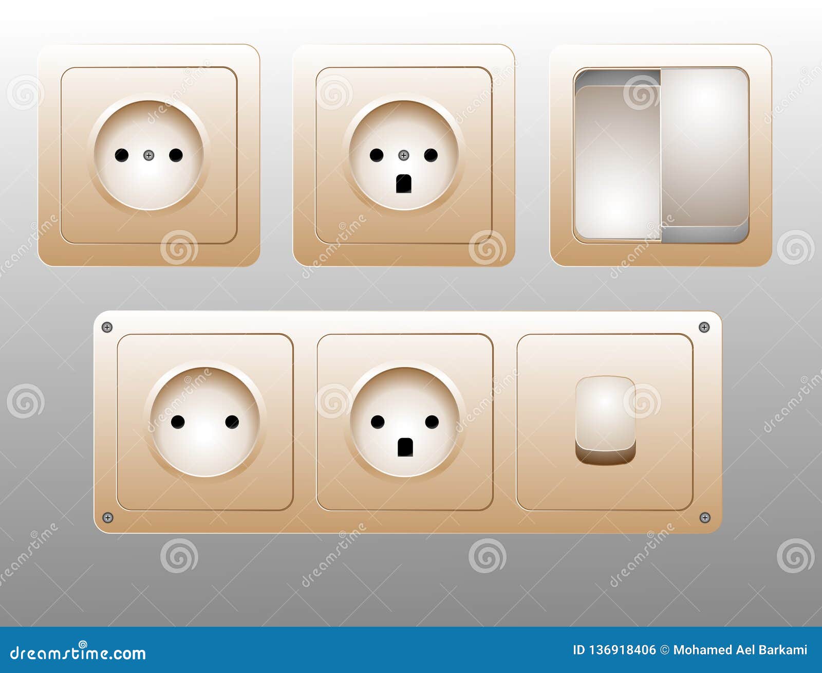 Realistic Switches And Sockets Transparent Background Cartoon Vector ...