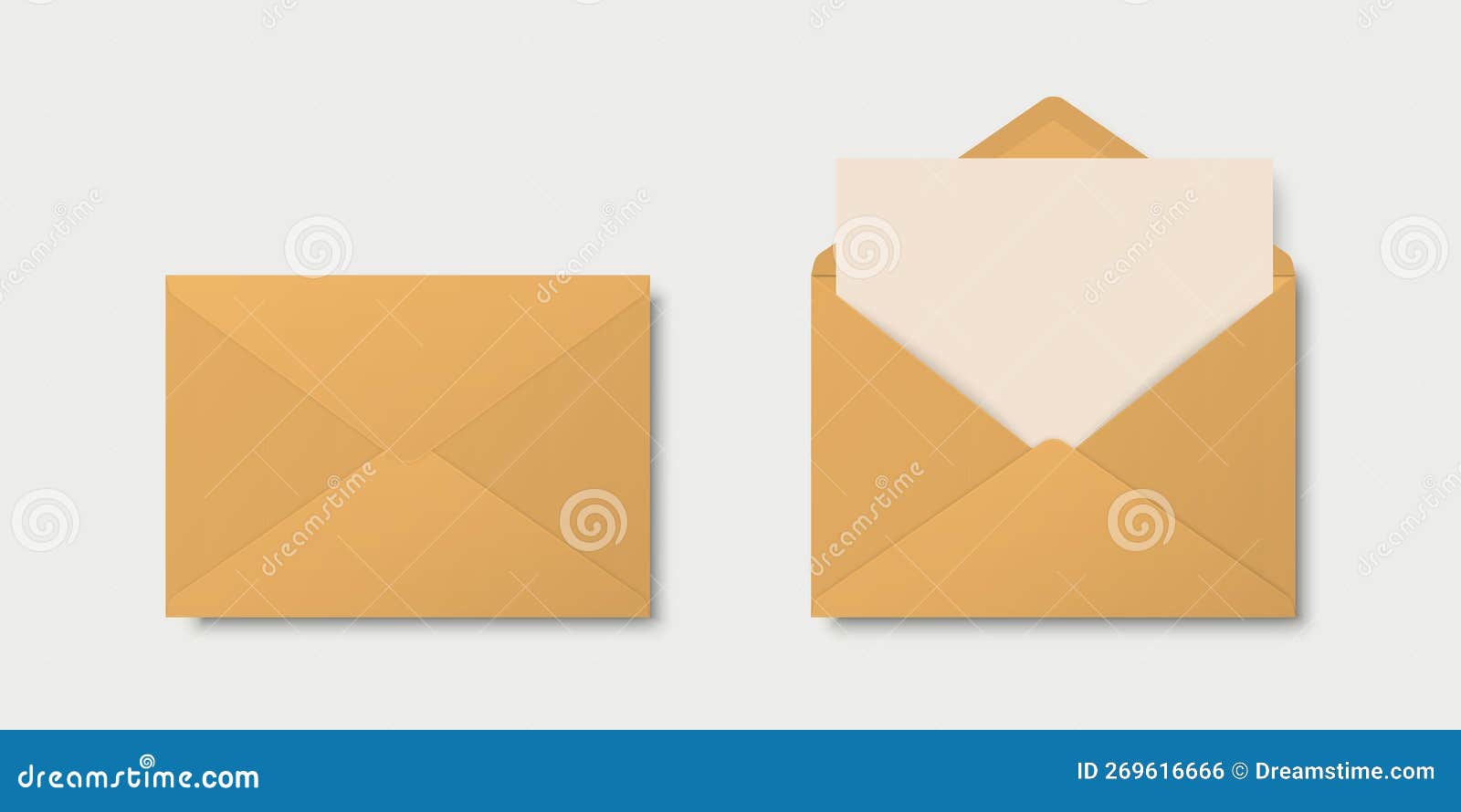 Vector Realistic Yellow Closed, Opened Envelopes with Letter Inside ...