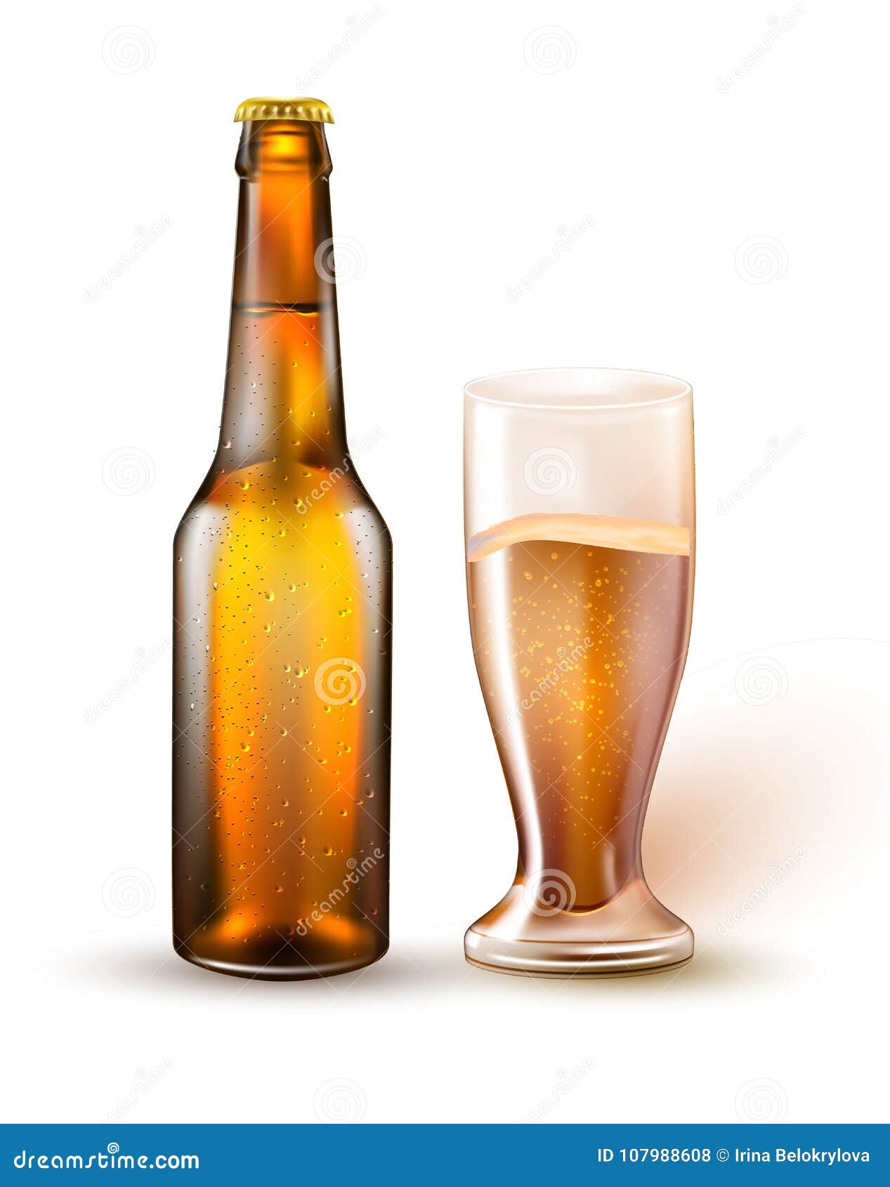 Vector Realistische Bierfles, 3d Glasmodel Vector Illustratie ...