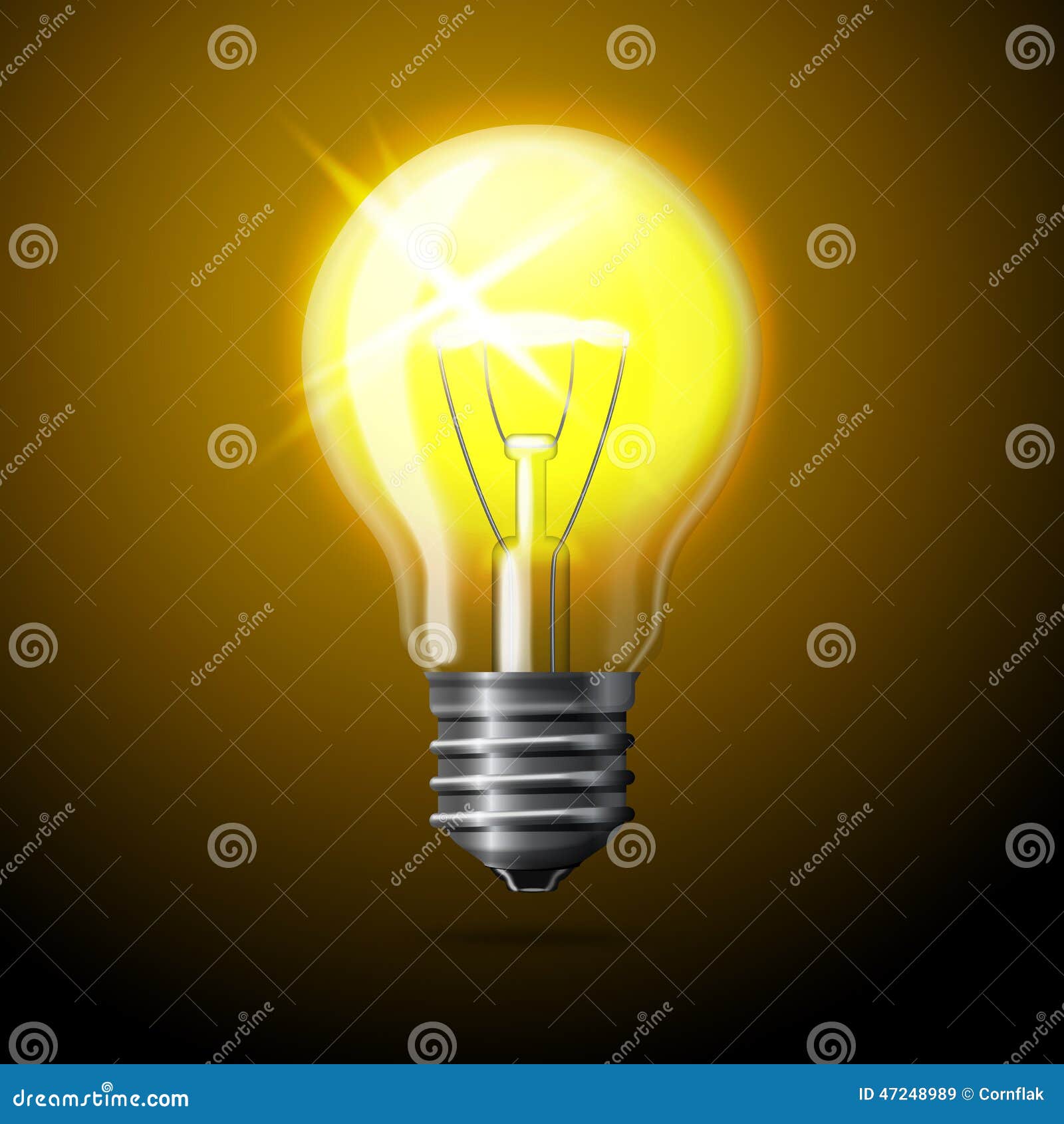 Vector Realistische Gloeiende Gloeilamp Op Dark Vector Illustratie ...