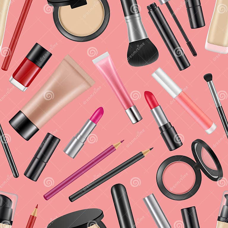 Vector Realistische Make-upelemente Muster Oder Hintergrundillustration ...