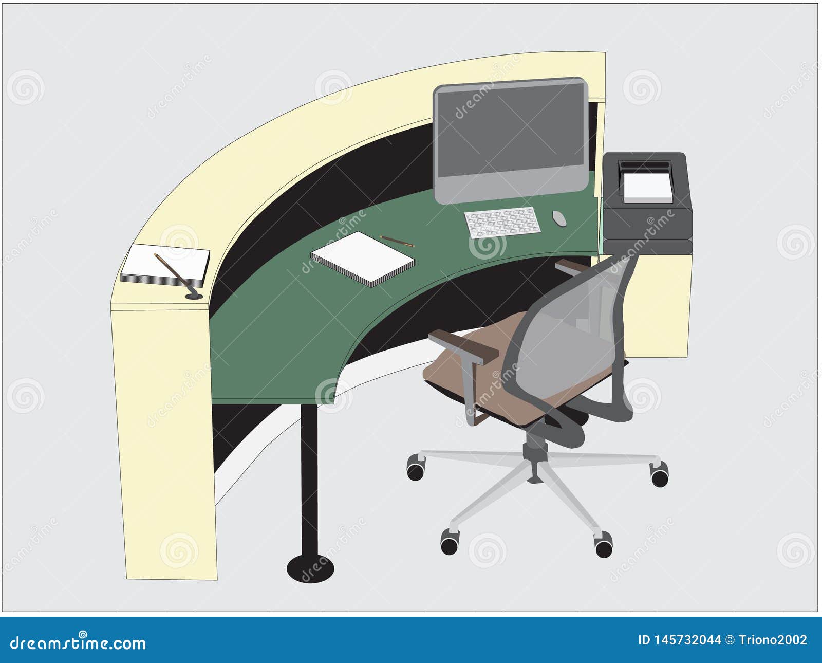 Vector of Reception Desk and Computer Stock Vector - Illustration of ...