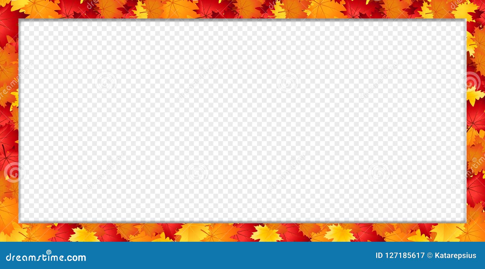 Vector Rectangle Border Banner with Fallen Autumn Maple Leaves Isolated ...