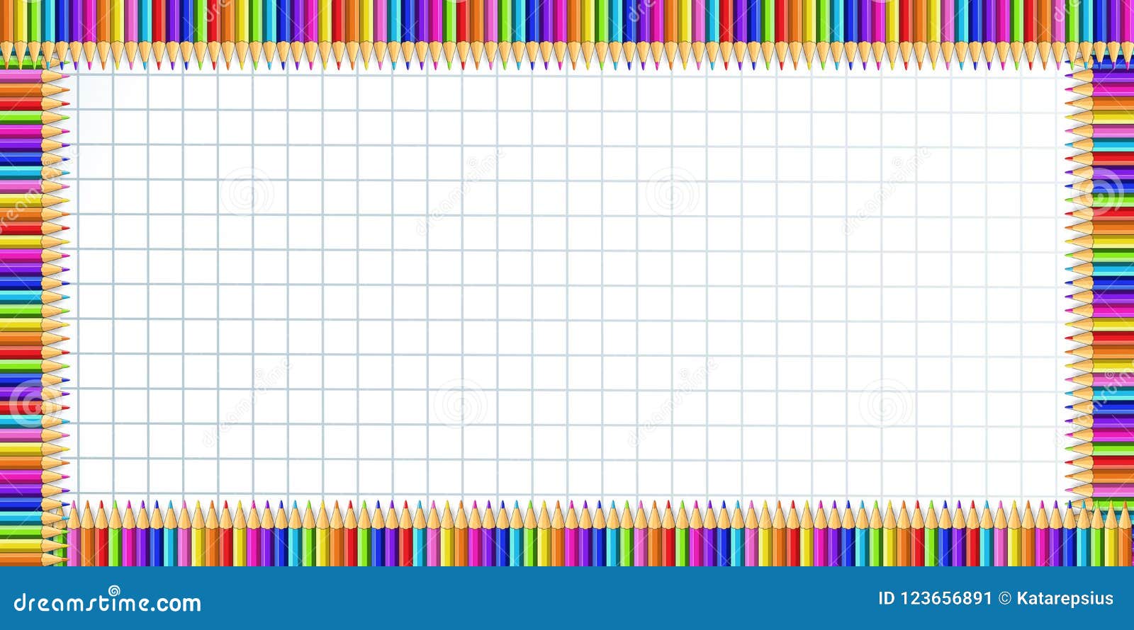 Vector Rectangle Border Made of Colorful Pencils on Notebook Background ...
