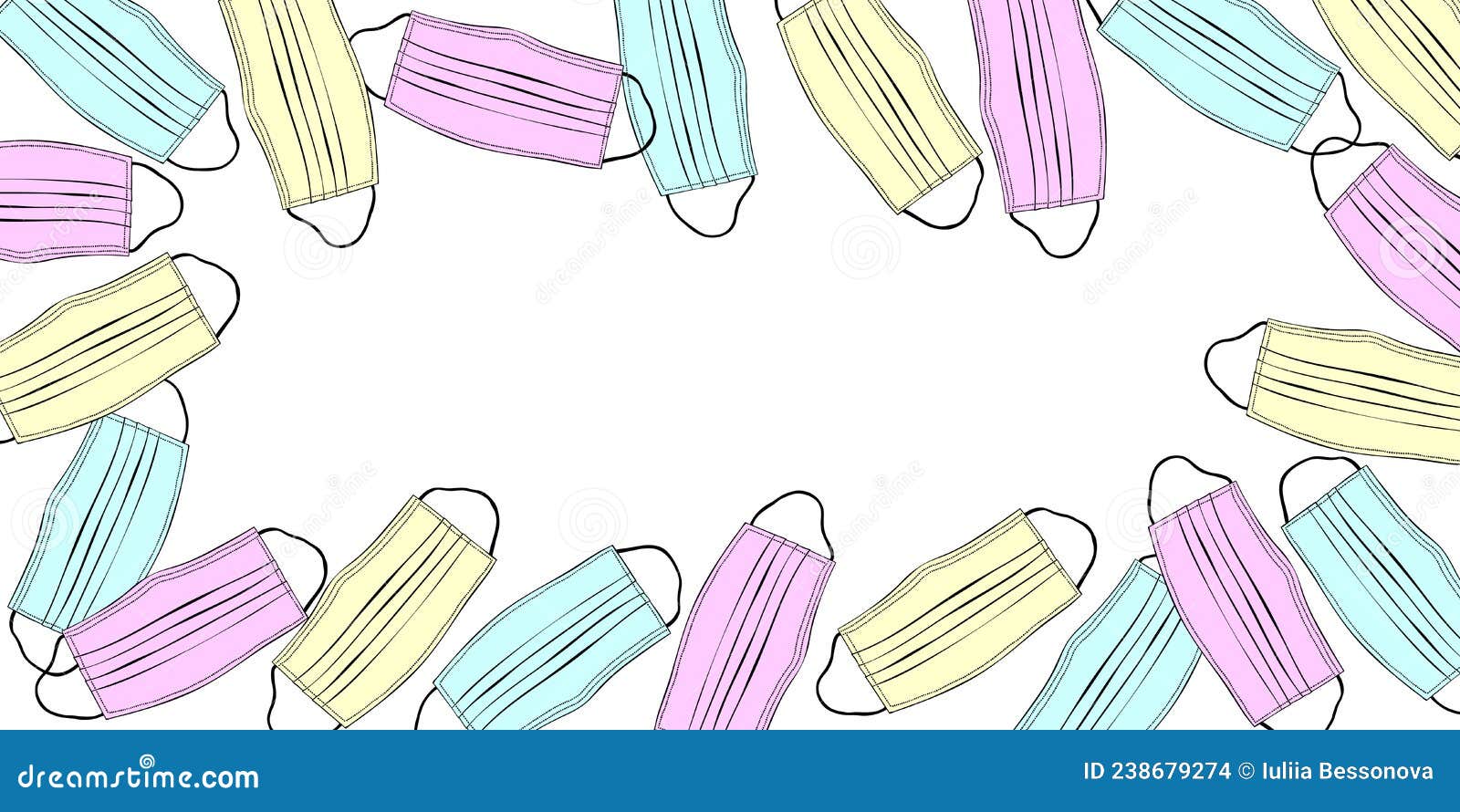 Vector Rectangle Frame Made of Blue, Pink, Yellow Medical Face Masks ...