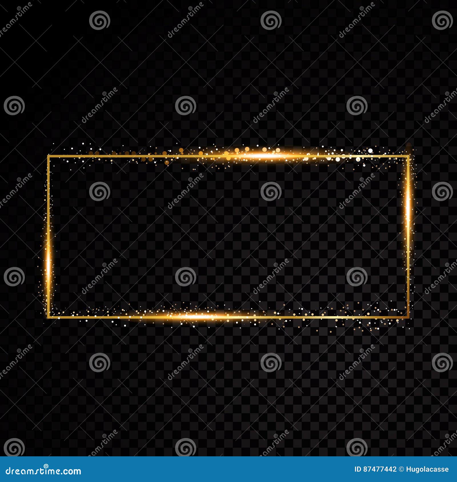 Vector Rectangle Frame. Shining Banner. Isolated On Black Transparent ...