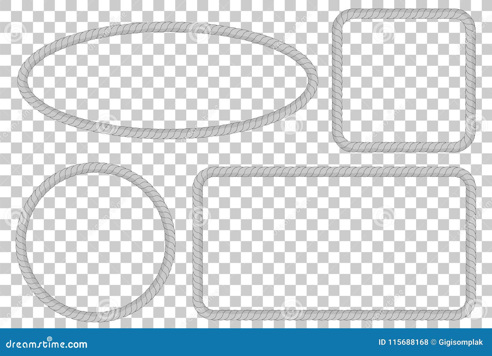 Rectangle, Oval, Circle and Square Shape, Frame from Gray Rope for Your ...