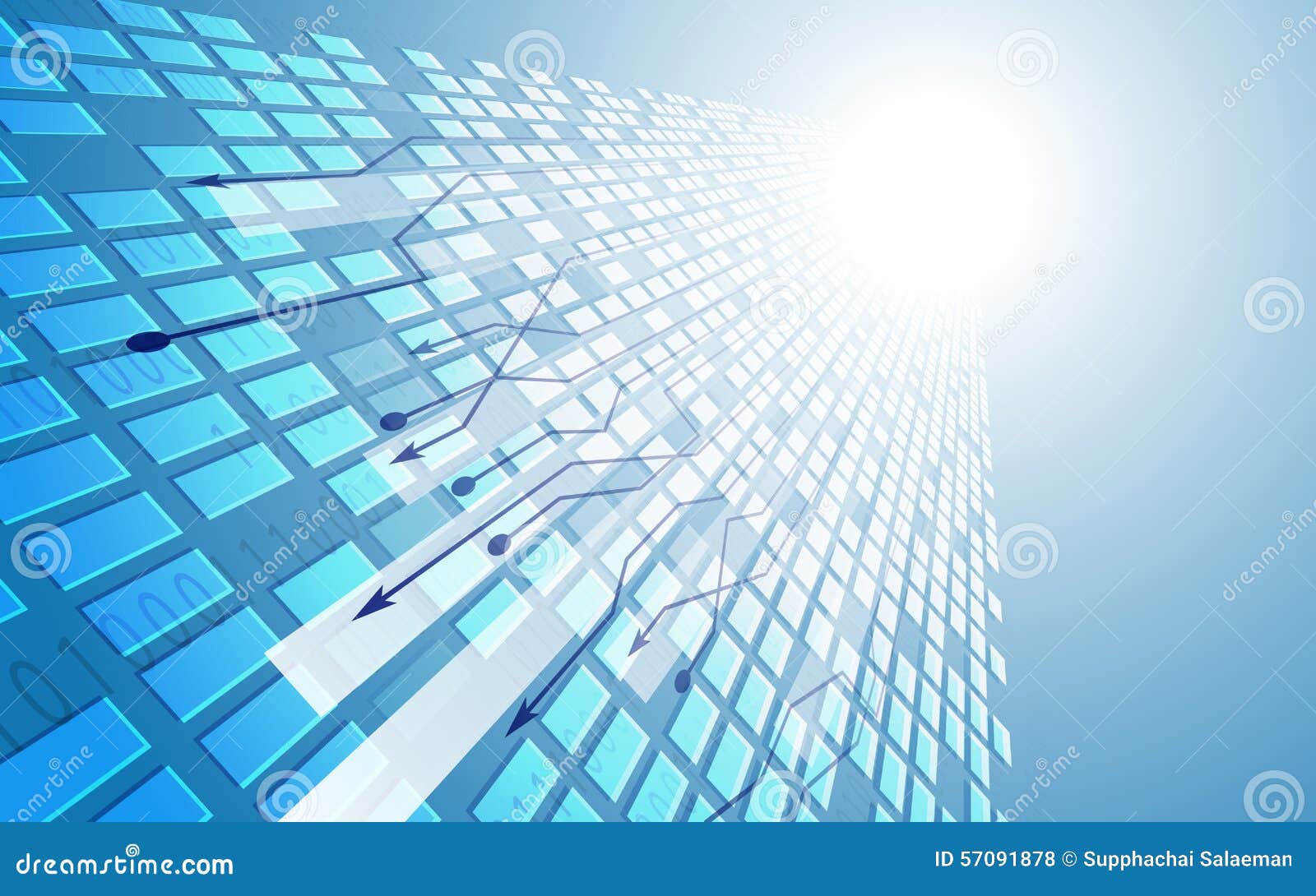 Perspective Of Blue Light Energy Hologram On Grid Matrix Abstract ...