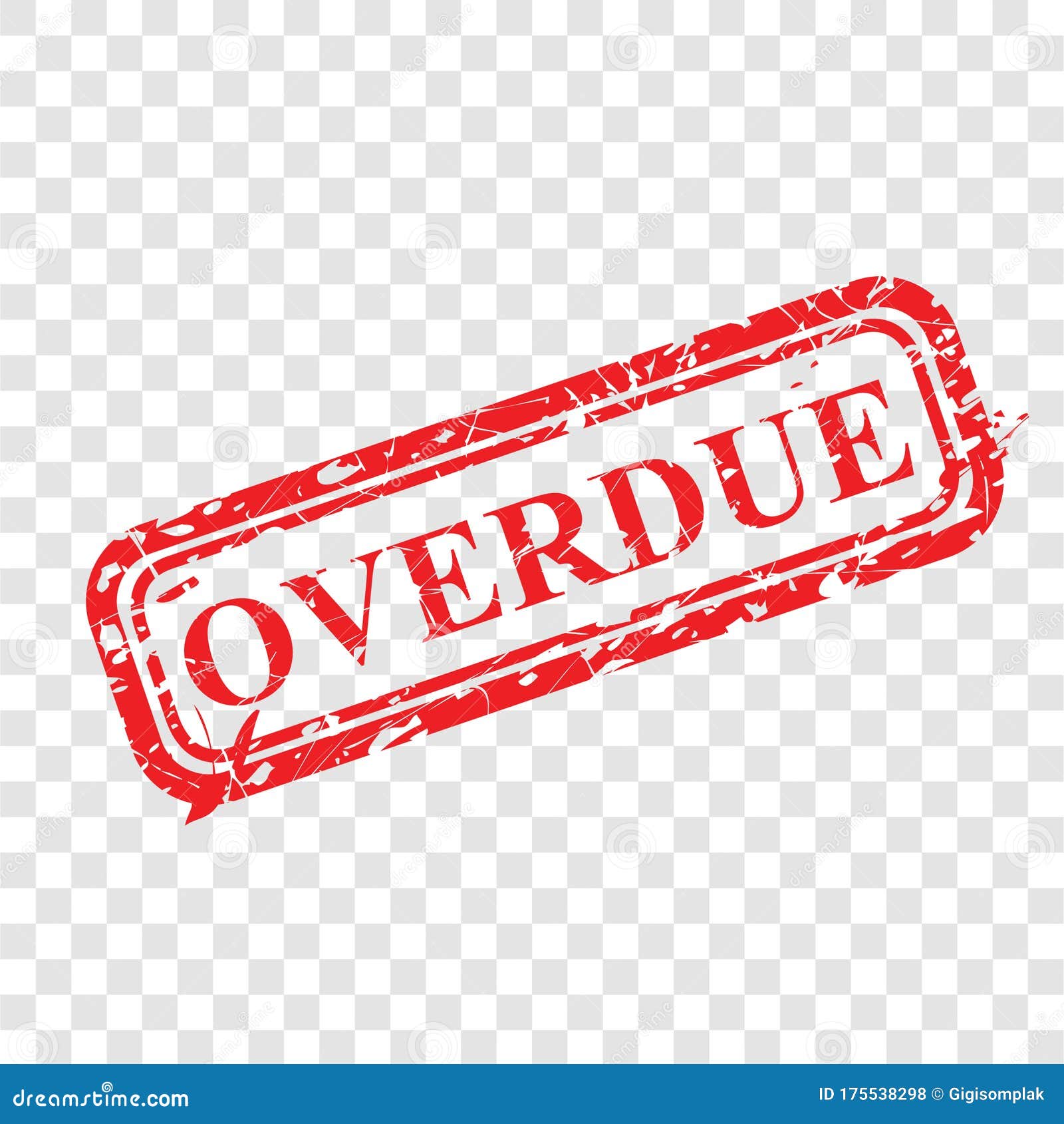 Simple Vector, Rectangle Red Grunge Rubber Stamp Effect, Overdue, at ...