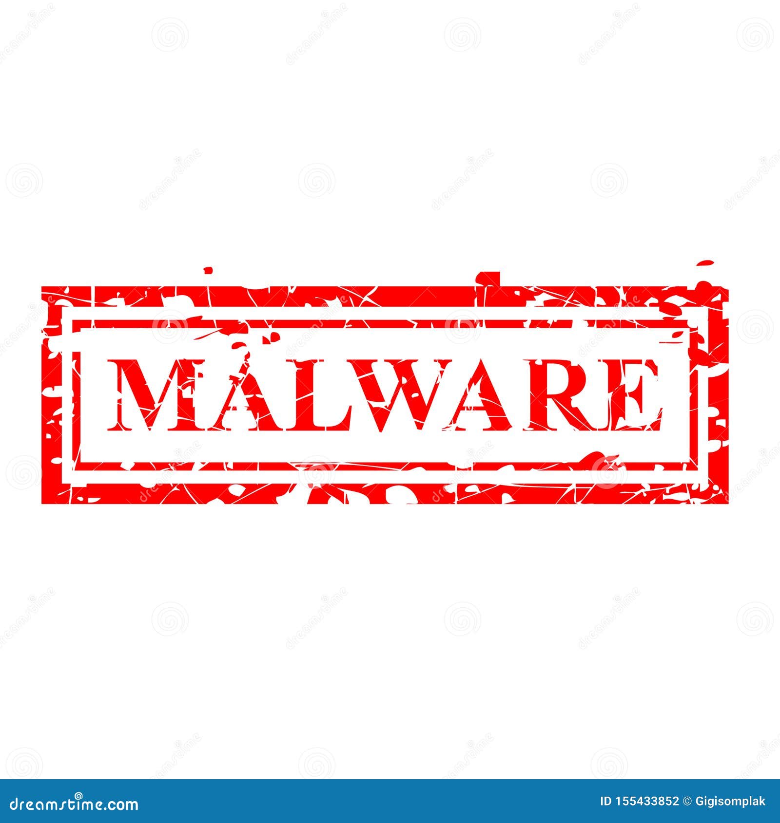 Simple Vector, Rectangle Red Grunge Rubber Stamp, Malware or Illegal ...