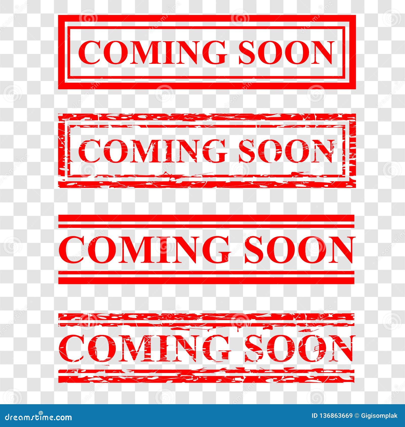Rectangle Red Rubber Stamp, Coming Soon at Transparent Effect ...