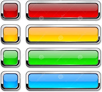 Vector Rectangular Buttons on White. Stock Vector - Illustration of ...