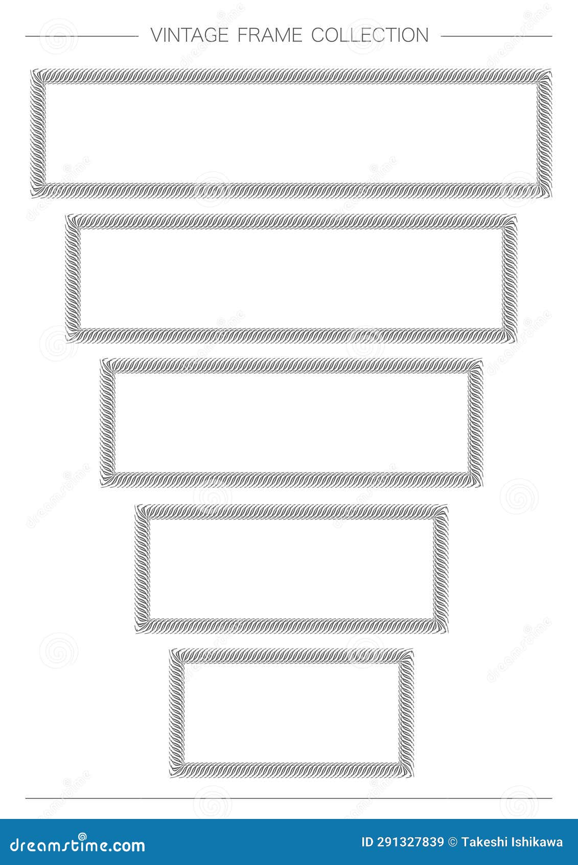 Vector Rectangular Decorative Vintage Frame Set Isolated on a White ...