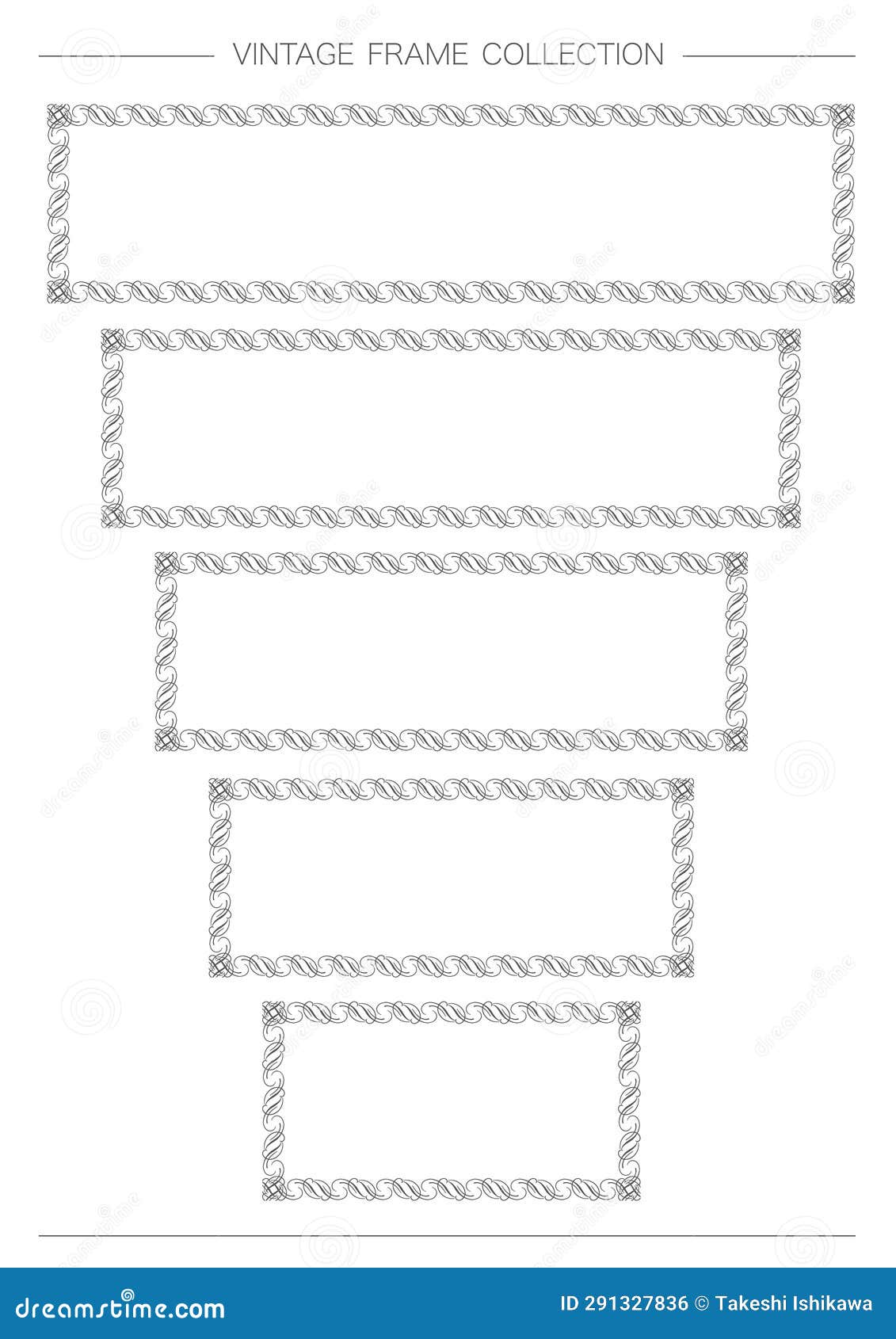 Vector Rectangular Decorative Vintage Frame Set Isolated on a White Background. Stock ...