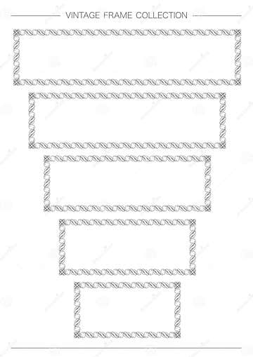 Vector Rectangular Decorative Vintage Frame Set Isolated on a White Background. Stock ...